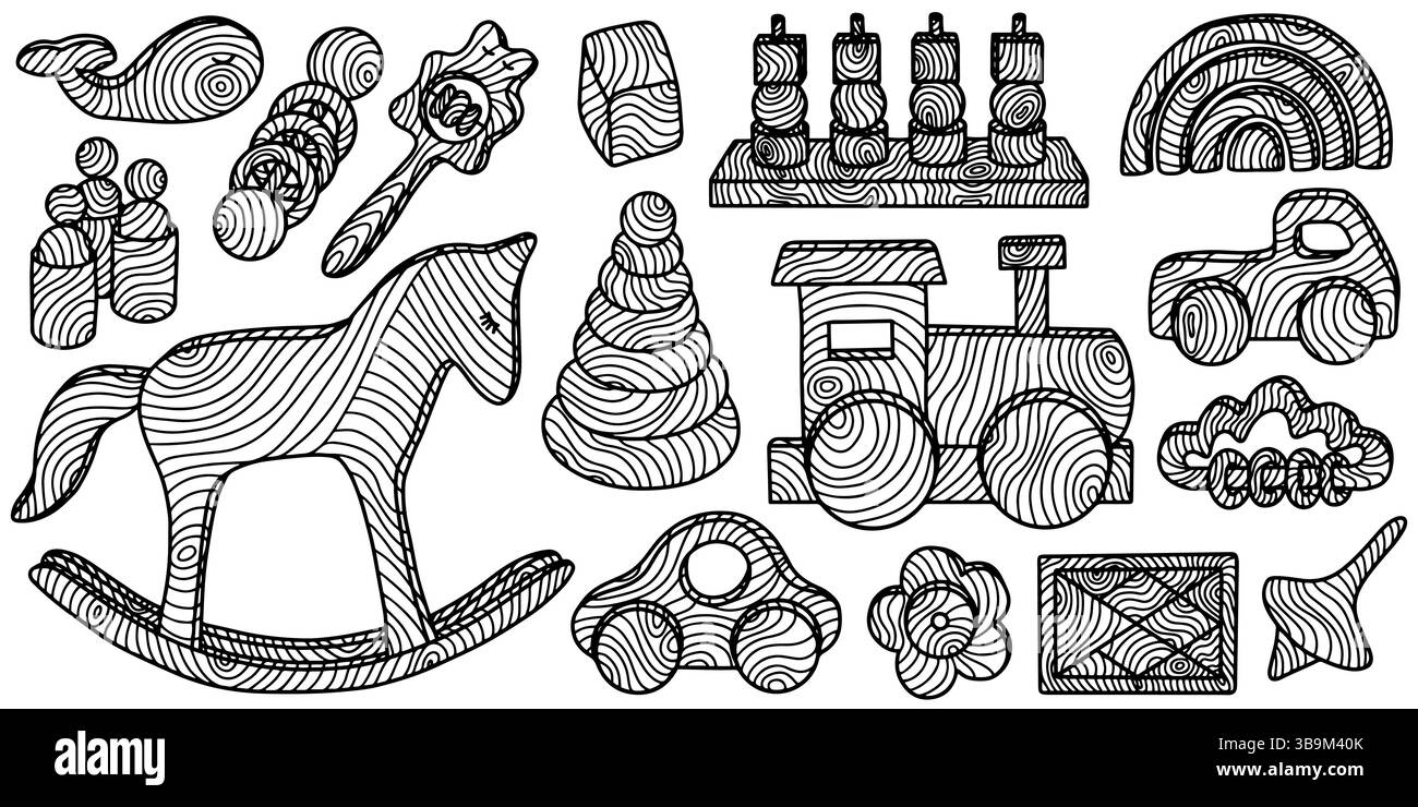 Wooden toys sketch vector set Stock Vector Image & Art - Alamy