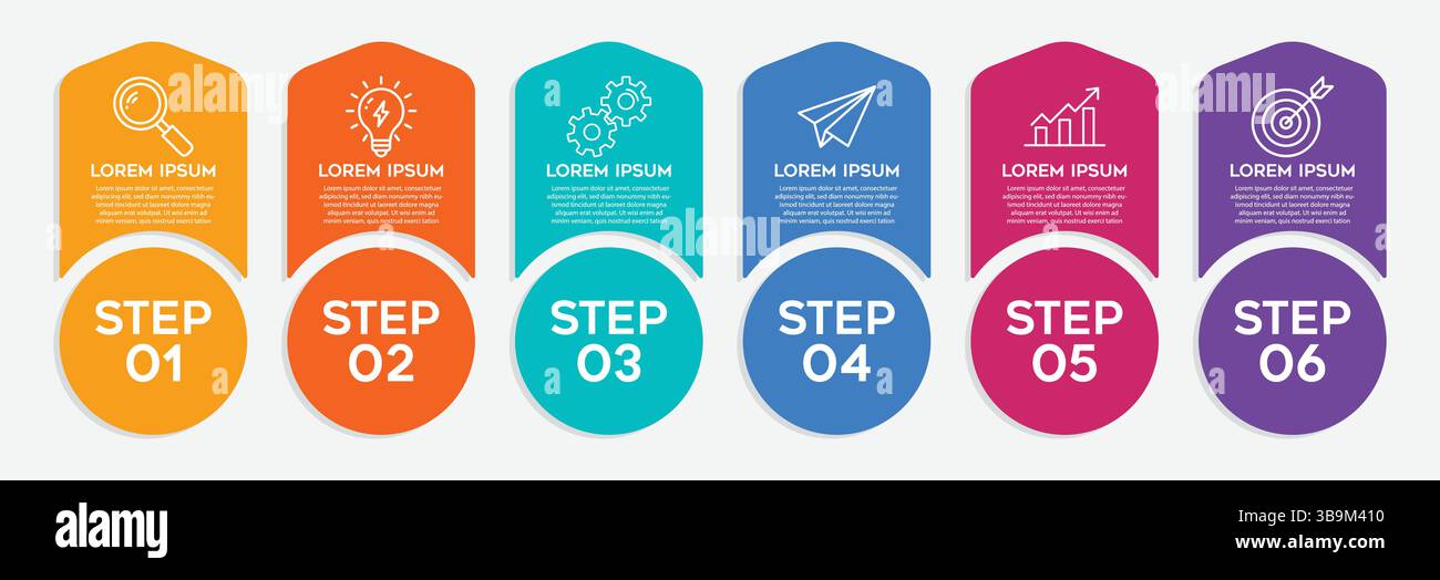 Business Infographic Visualization 6 Steps Process Template Stock ...