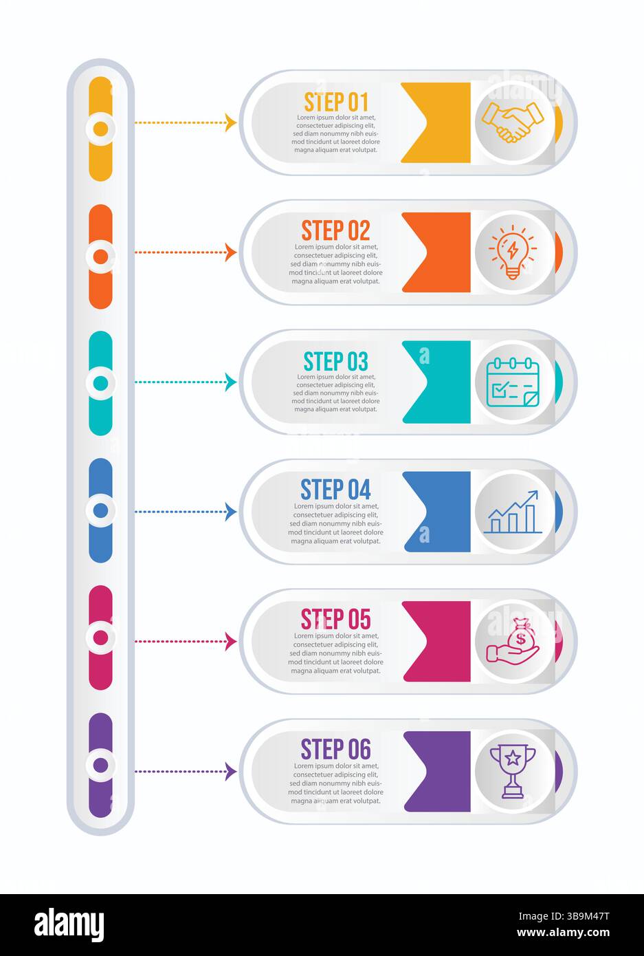 Six-Step Business Infographic Strategy Planning And Process Visualization Stock Vector Image ...