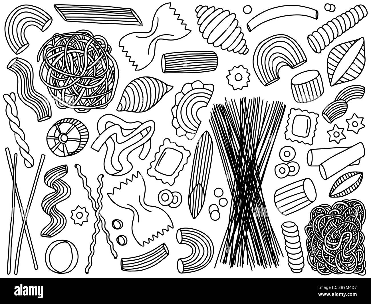 Fusilli pasta sketch hand Stock Vector Images - Alamy