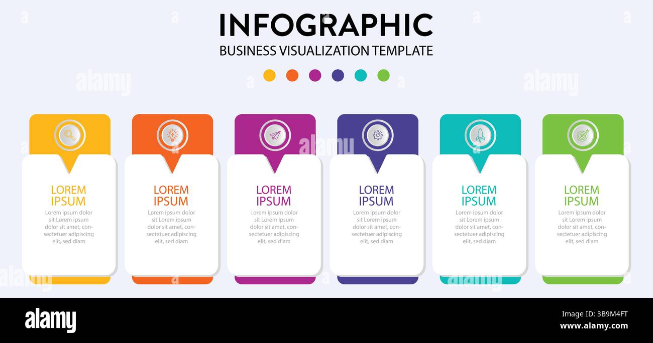 Business Infographic Visualization Template With 6 Unique Steps Of ...