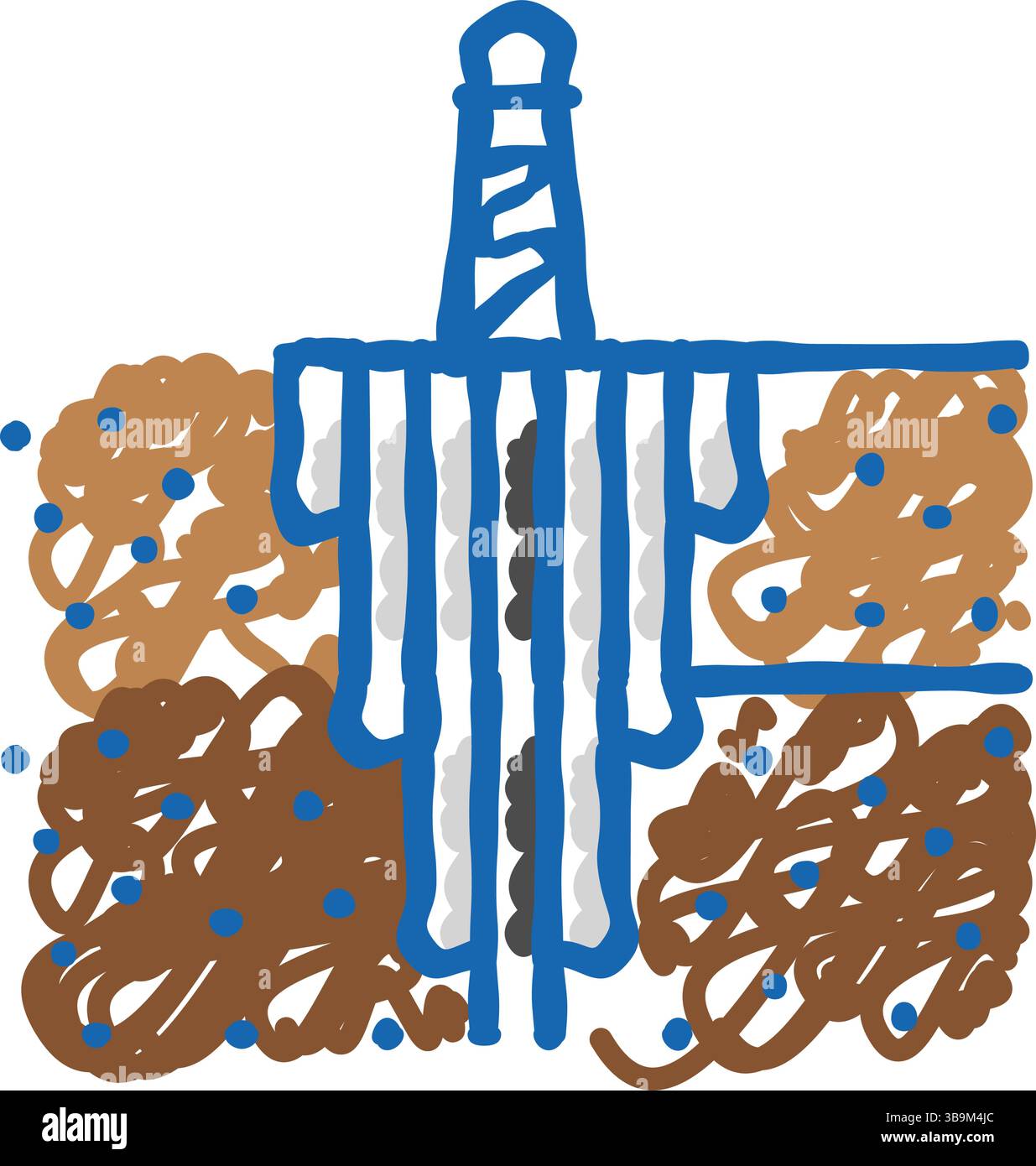 cementing operation petroleum engineer icon doodle illustration Stock ...