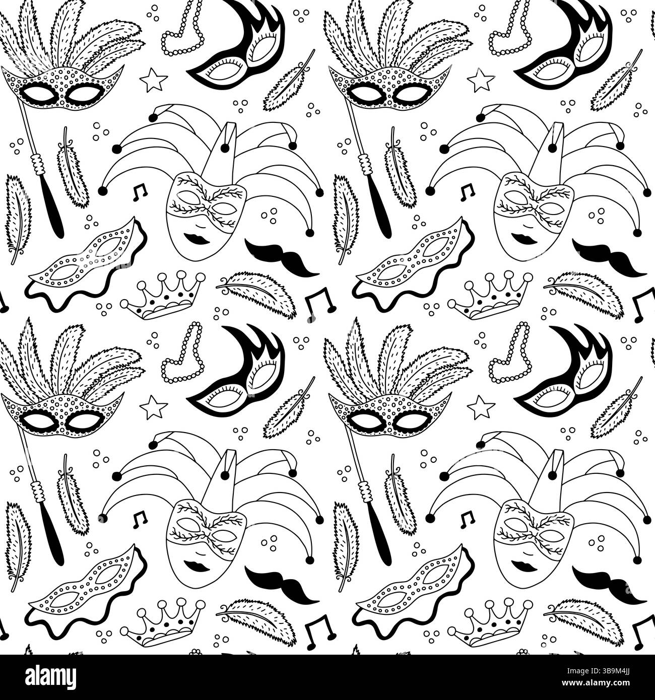 Seamless masquerade Black and White Stock Photos & Images - Alamy