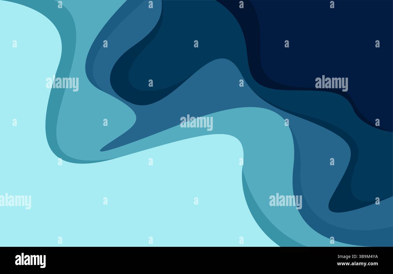 Blue Wave Ocean Layer Vector Background Illustration. Wave Papercut ...