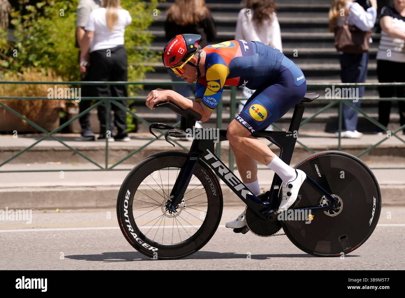 Denmark's Mads Pedersen competes during the second stage of the Giro d ...