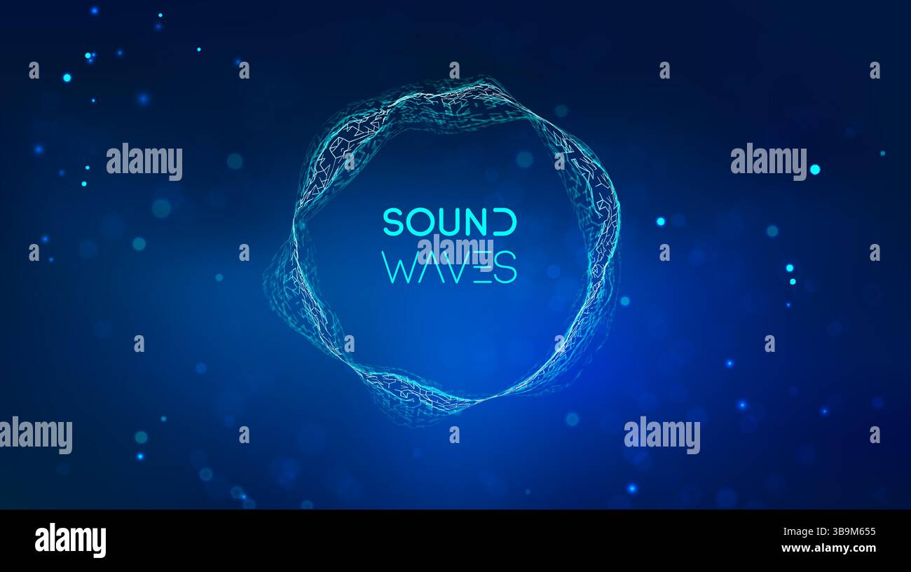 Sound wave circle visualization on blue background vector Stock Vector ...