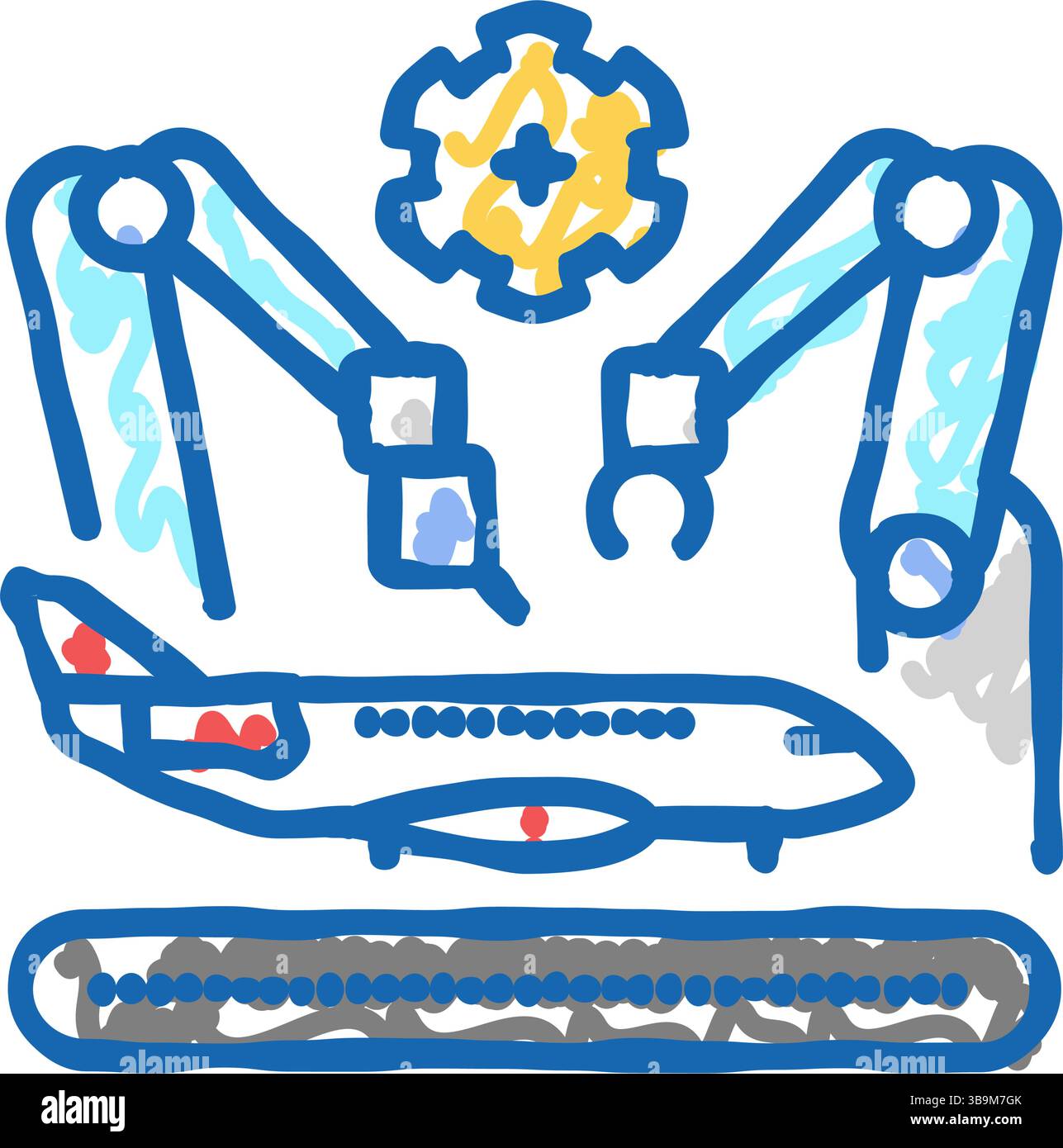 aerospace manufacturing aeronautical engineer icon doodle illustration ...
