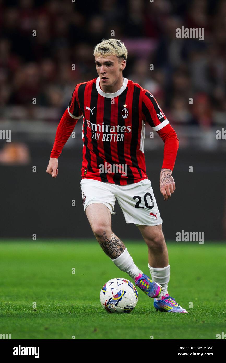 Milan, Italy. 9 May 2025. Alex Jimenez of AC Milan in action during the ...