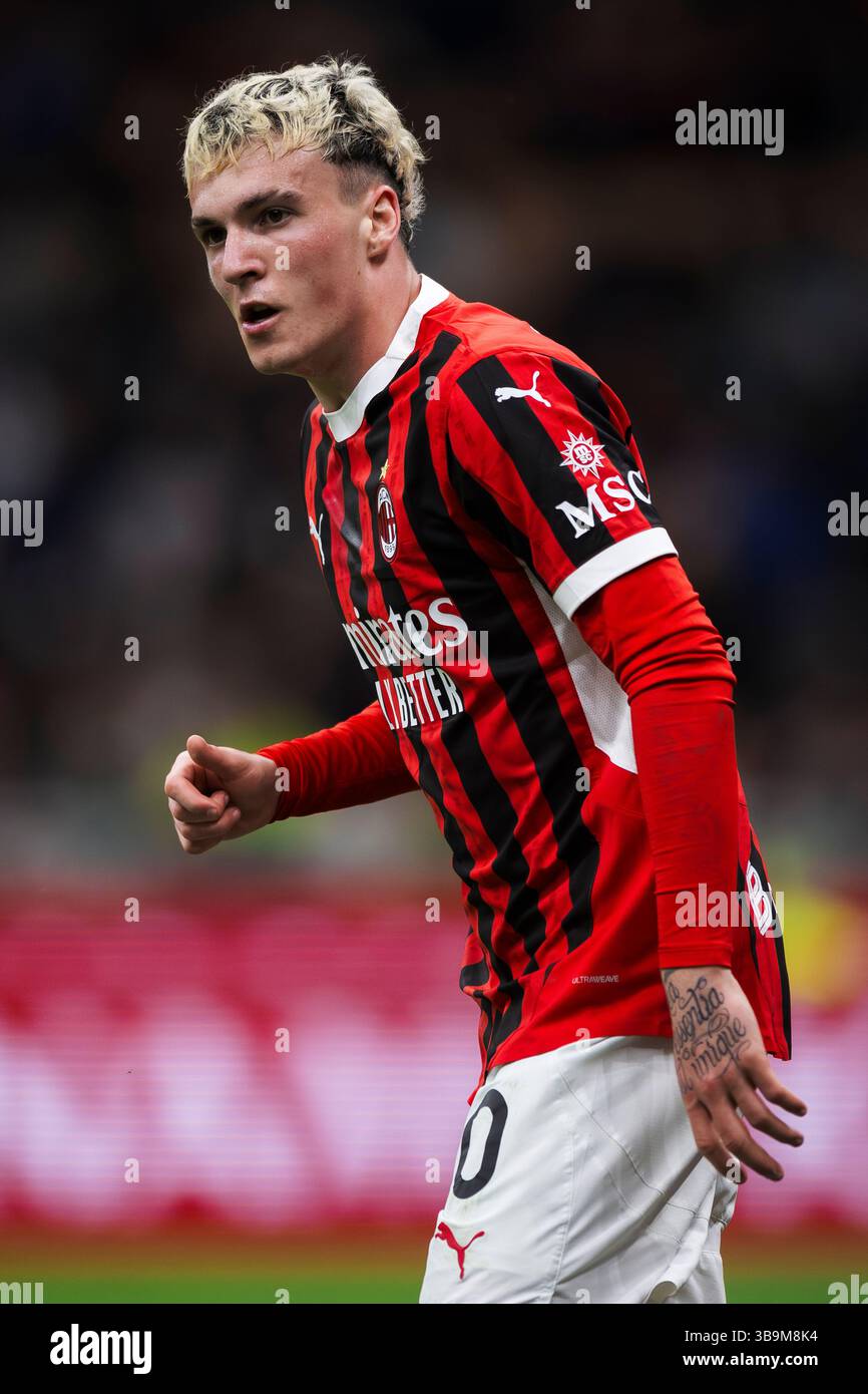 Milan, Italy. 9 May 2025. Alex Jimenez of AC Milan looks on during the ...