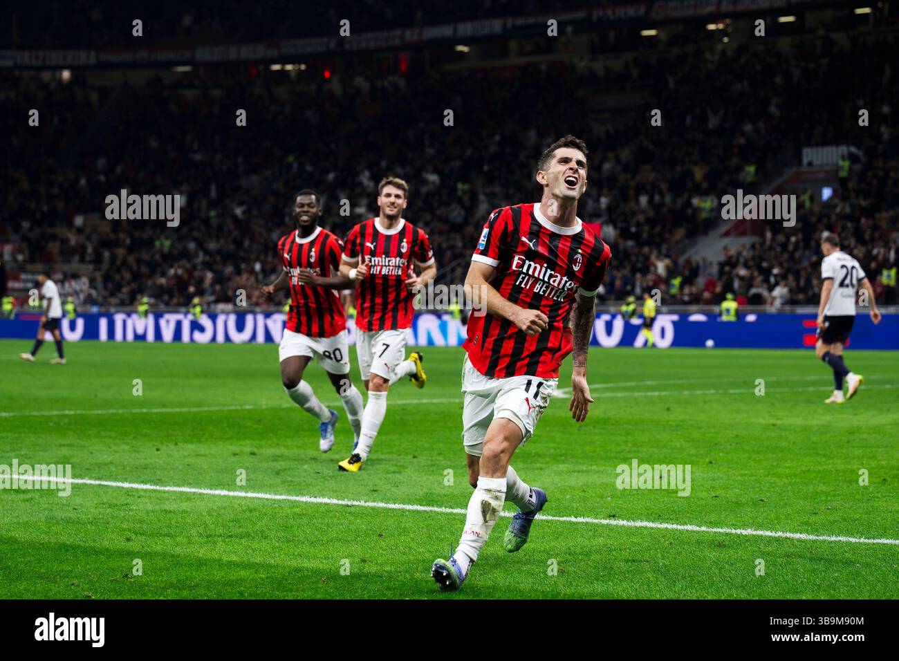 Milan, Italy. 9 May 2025. Christian Pulisic of AC Milan celebrates ...