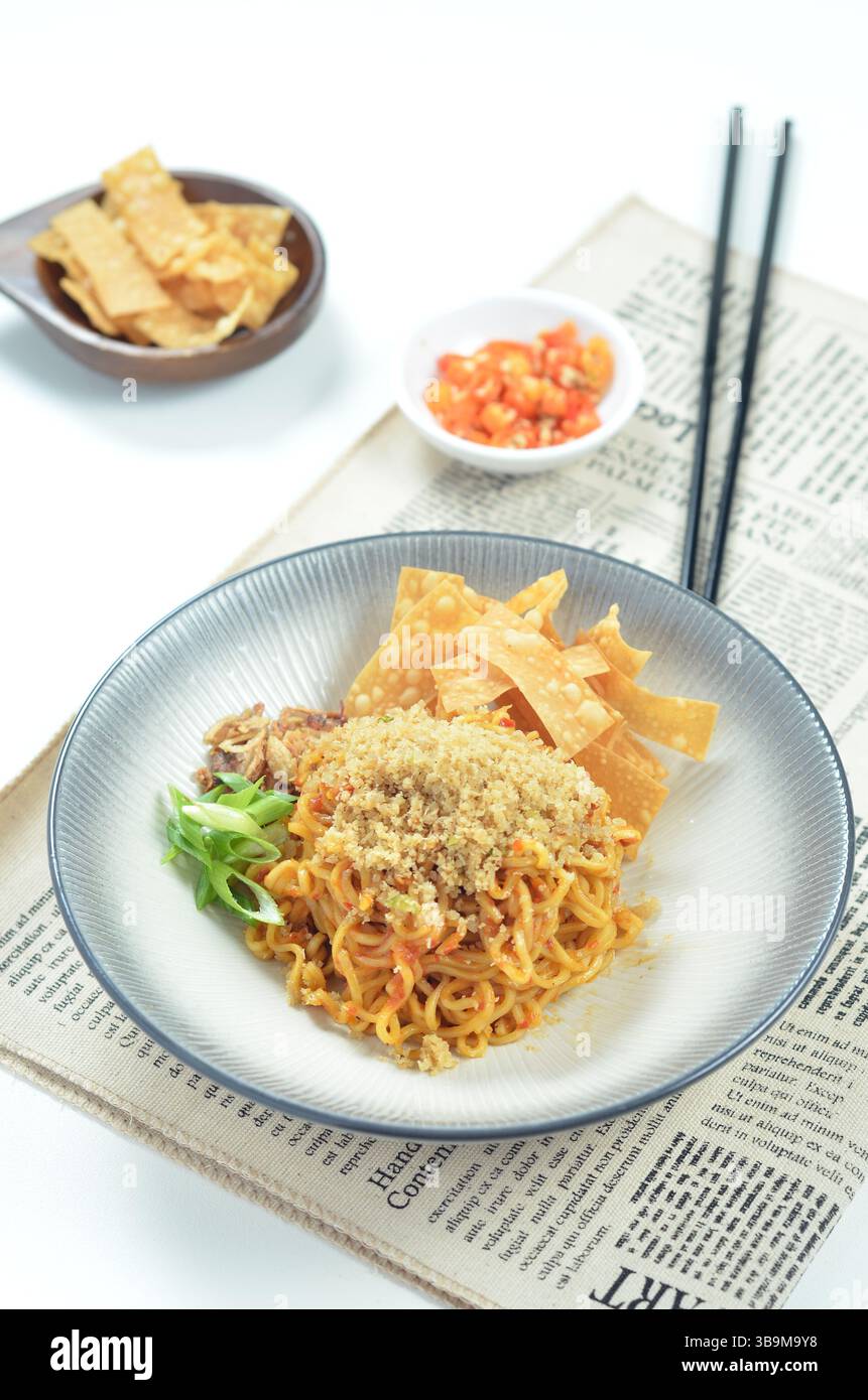 Indonesian Fried Noodles dish, mie goreng, cooked with spicy spices and ...