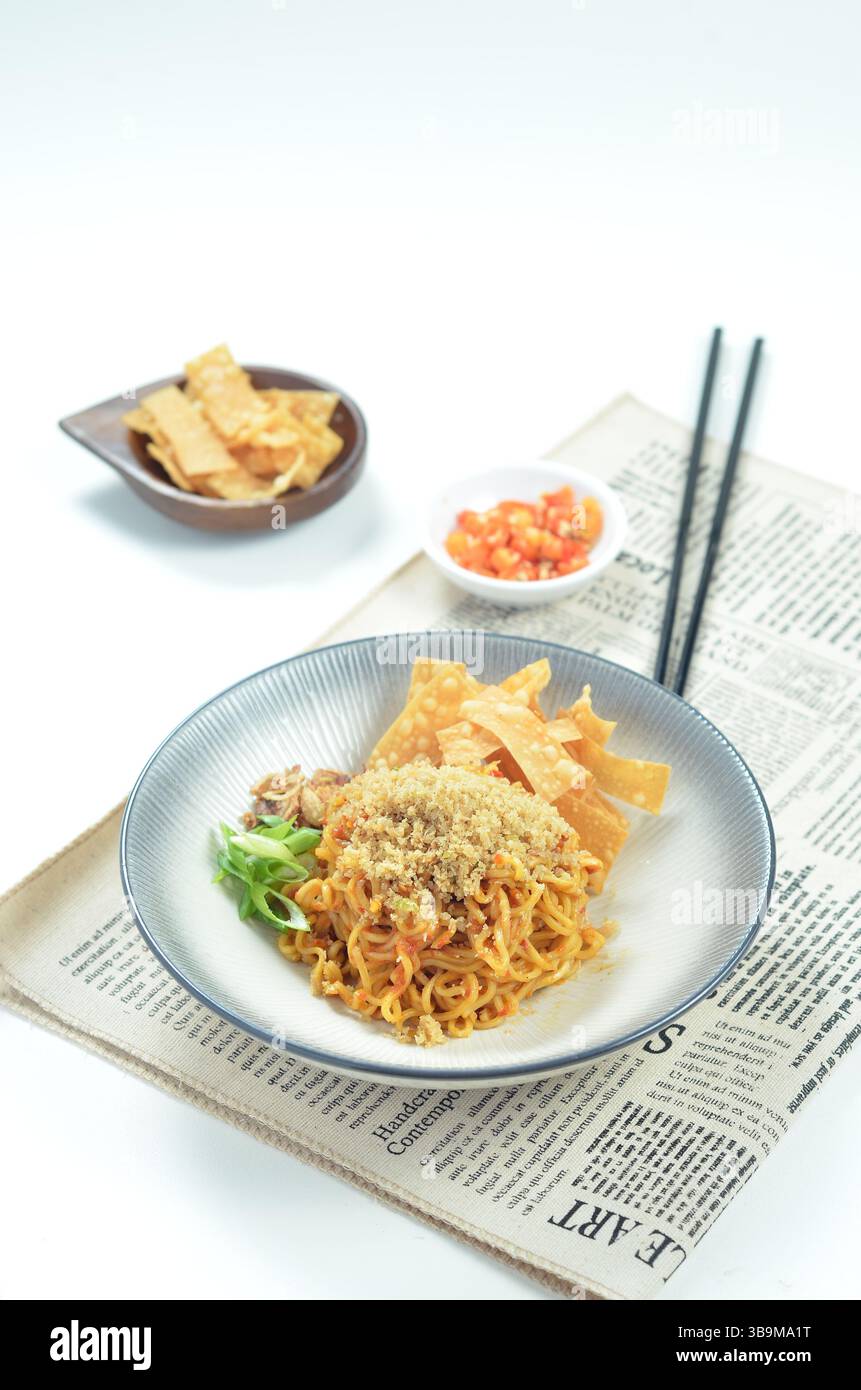 Indonesian Fried Noodles dish, mie goreng, cooked with spicy spices and ...
