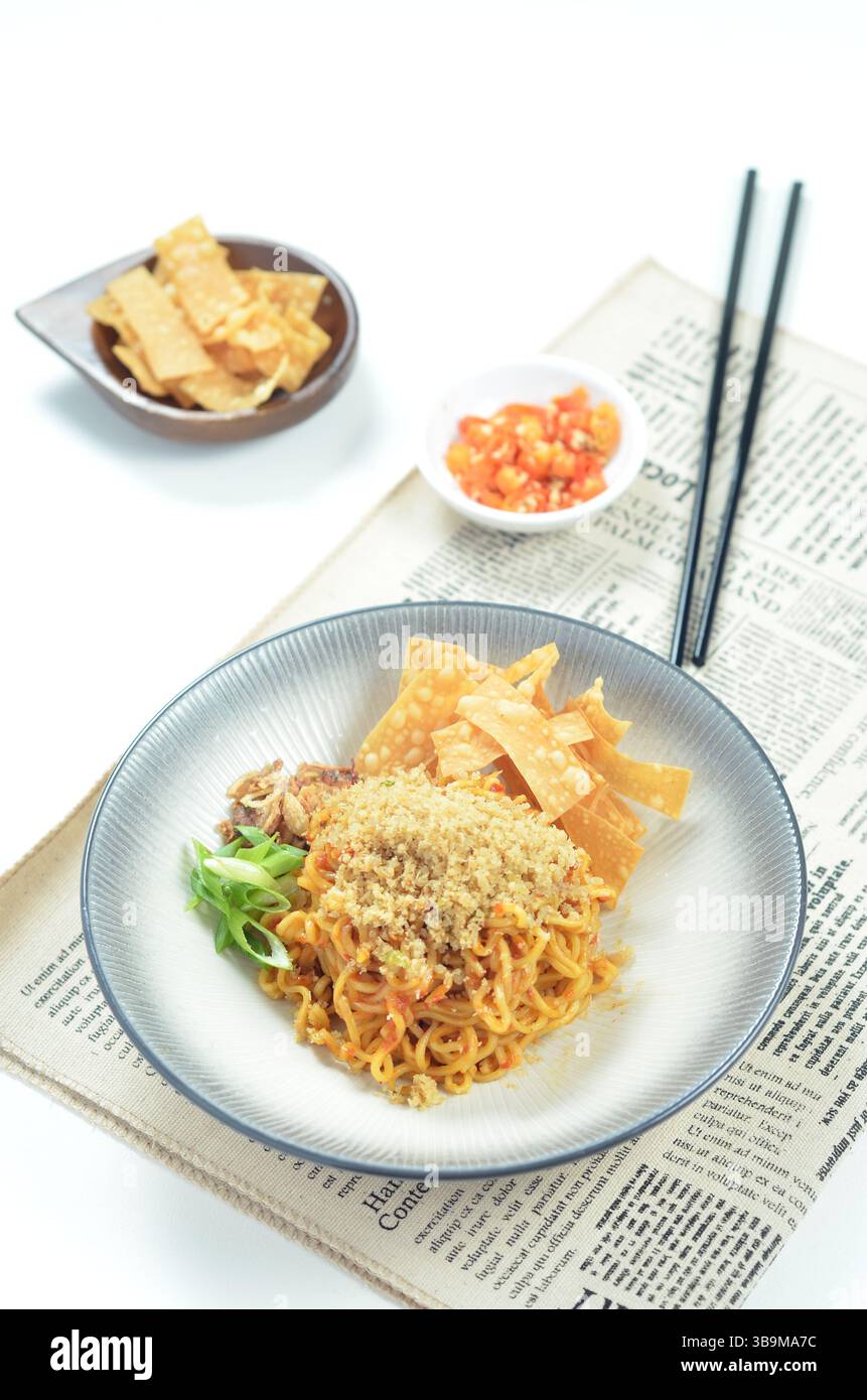 Indonesian Fried Noodles dish, mie goreng, cooked with spicy spices and ...