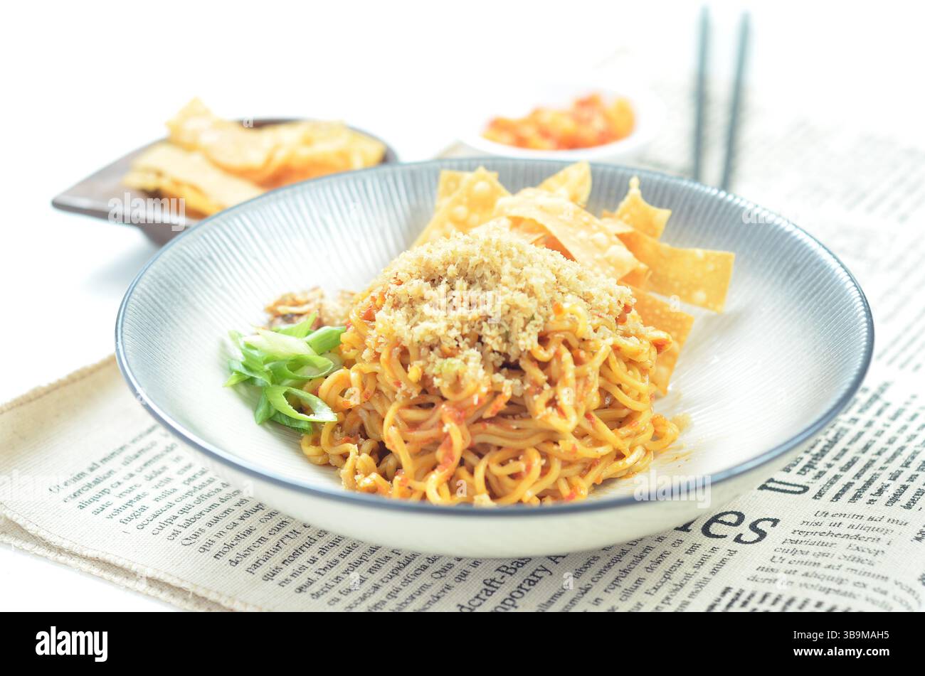Indonesian Fried Noodles dish, mie goreng, cooked with spicy spices and ...