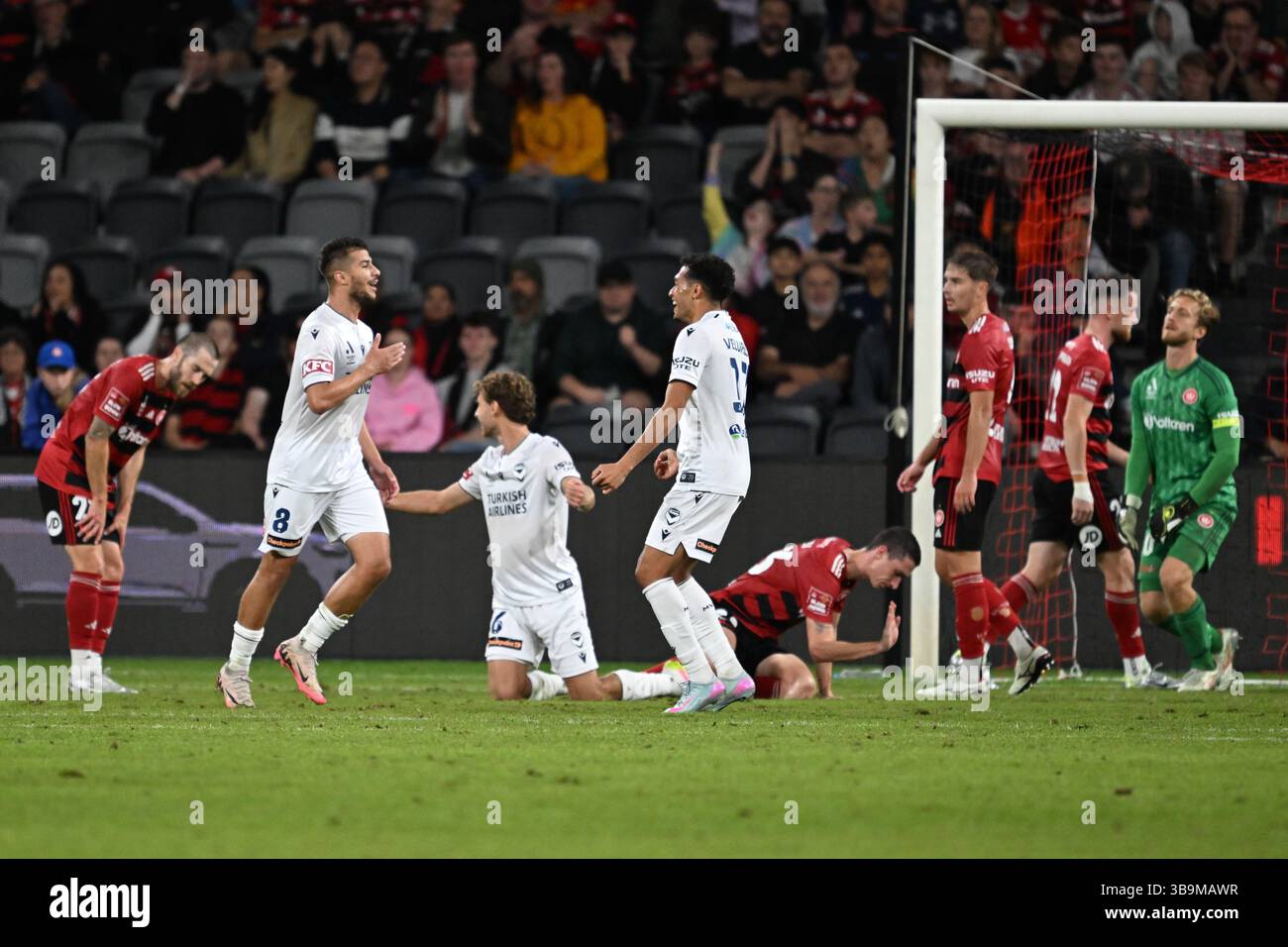 Zinédine Machach of the Victory celebrates after scoring a goal during ...