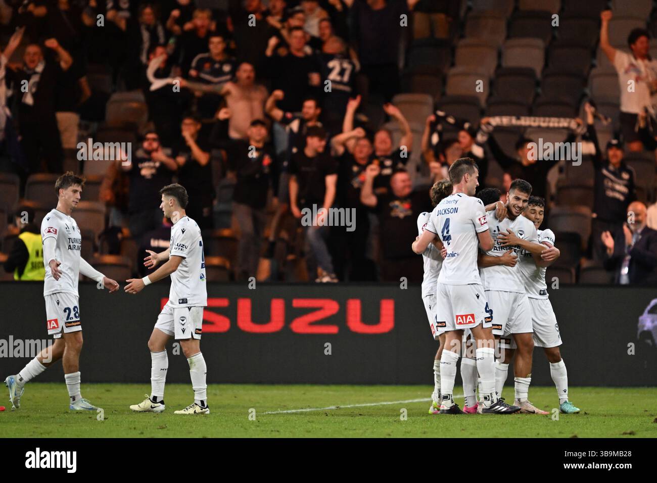 Zinédine Machach of the Victory celebrates after scoring a goal during ...