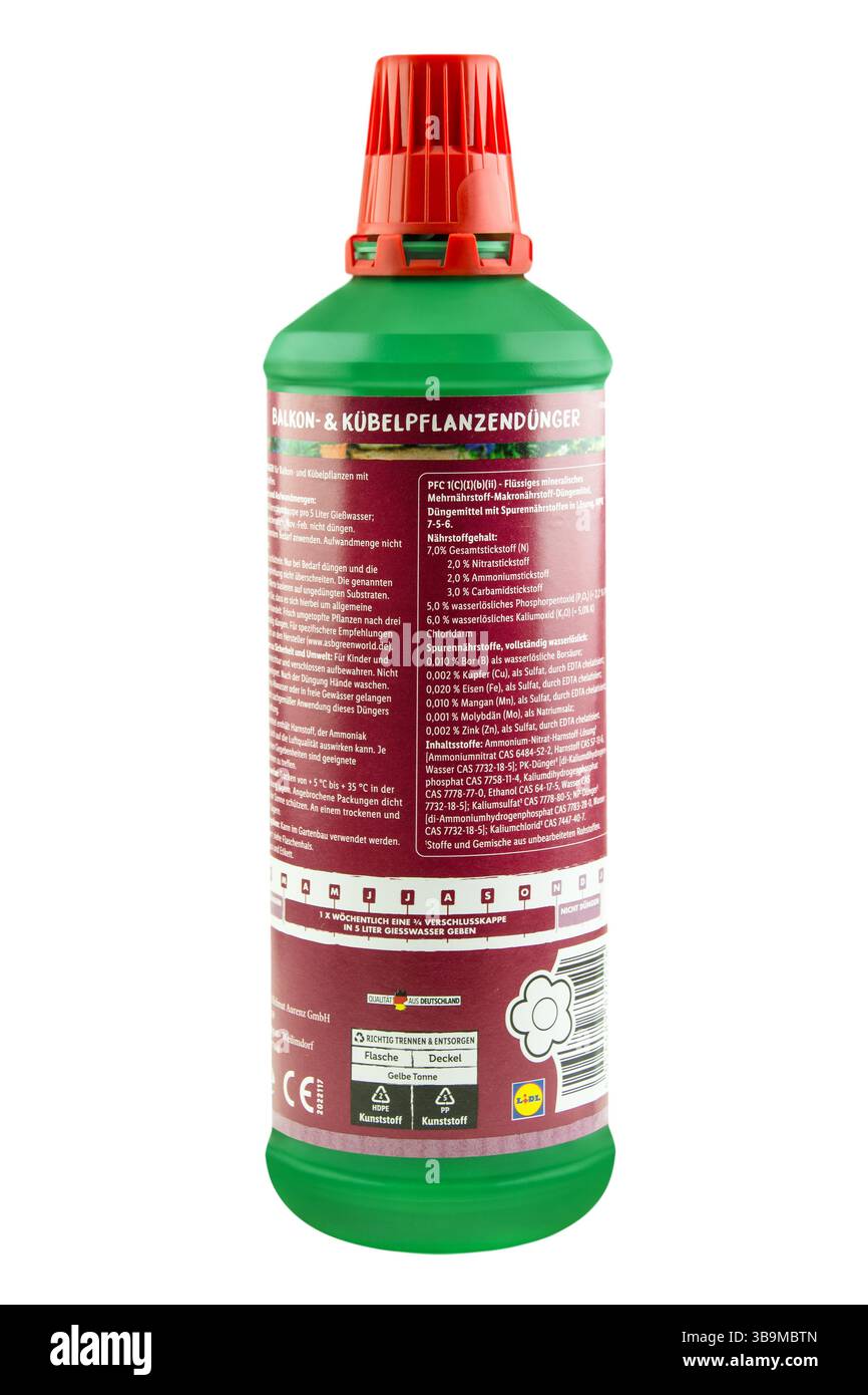 1 Bottle of German liquid fertilizer Grandiol isolated on white ...