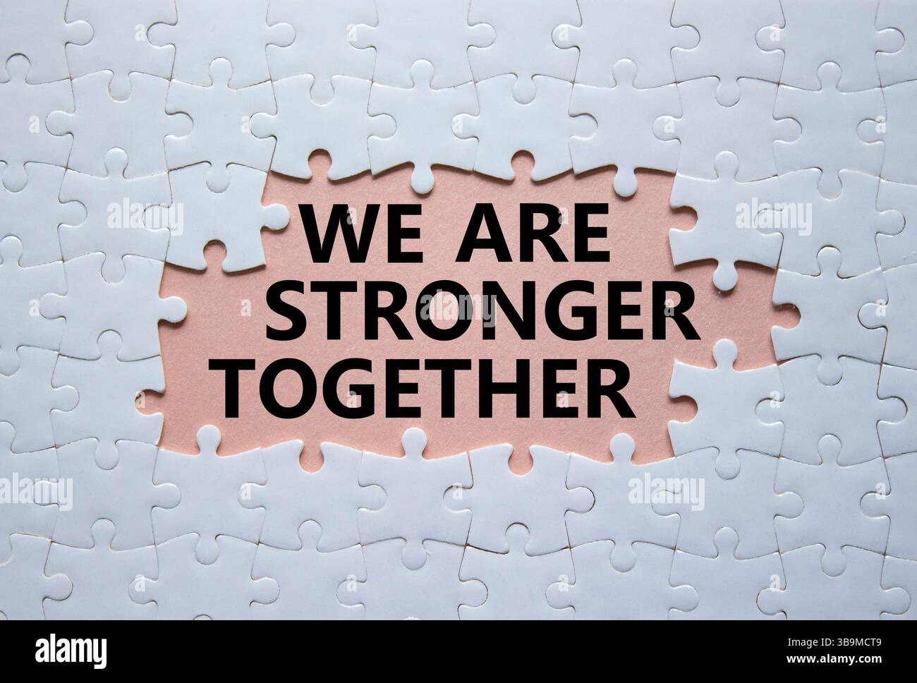 We are stronger together symbol. White puzzle with words We are ...