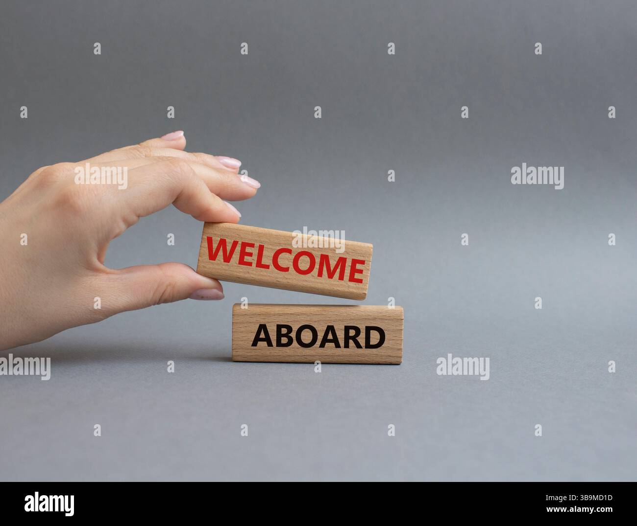 Welcome aboard symbol. Concept word Welcome aboard on wooden blocks ...