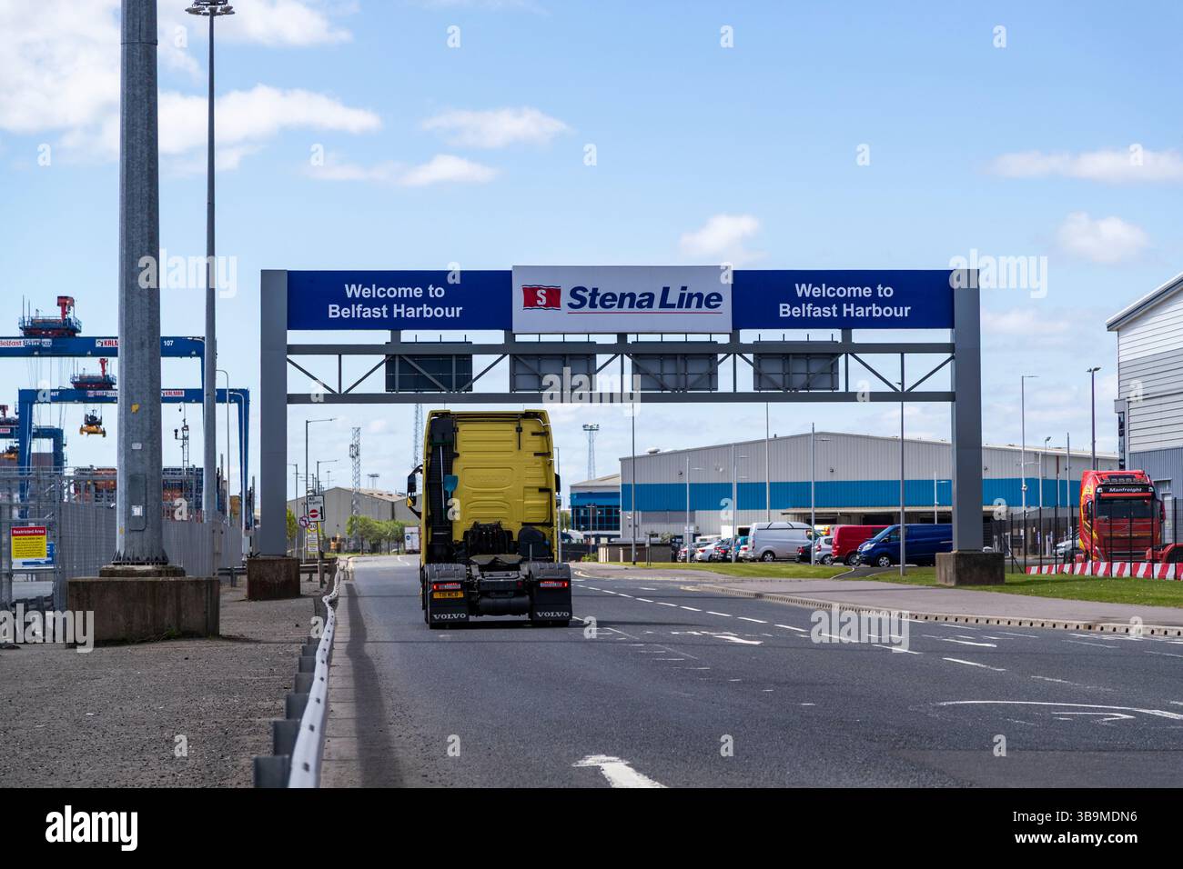 Information gantry at the Belfast ferry terminal. Belfast Stock Photo ...