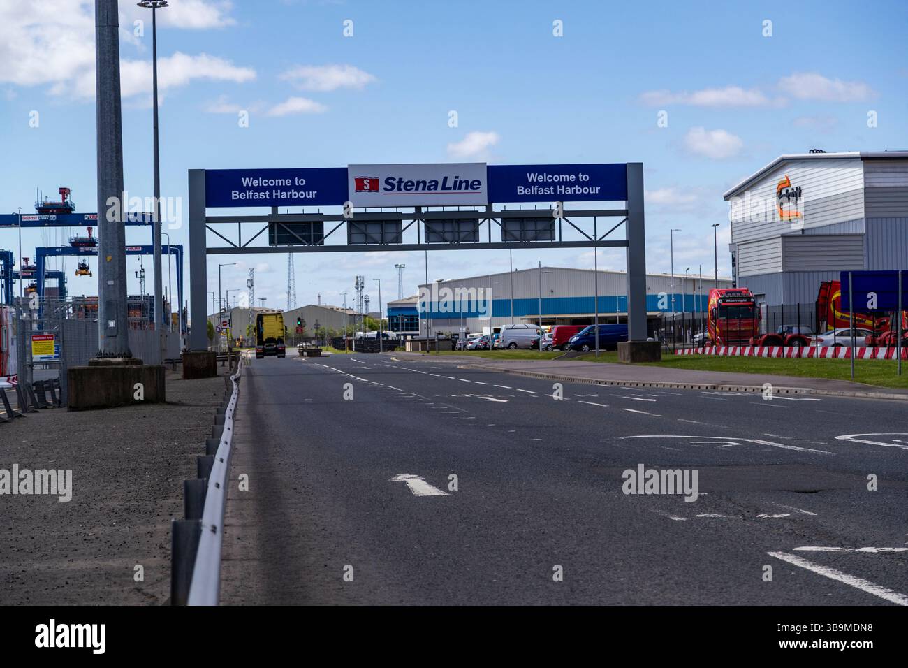 Information gantry at the Belfast ferry terminal. Belfast Stock Photo ...