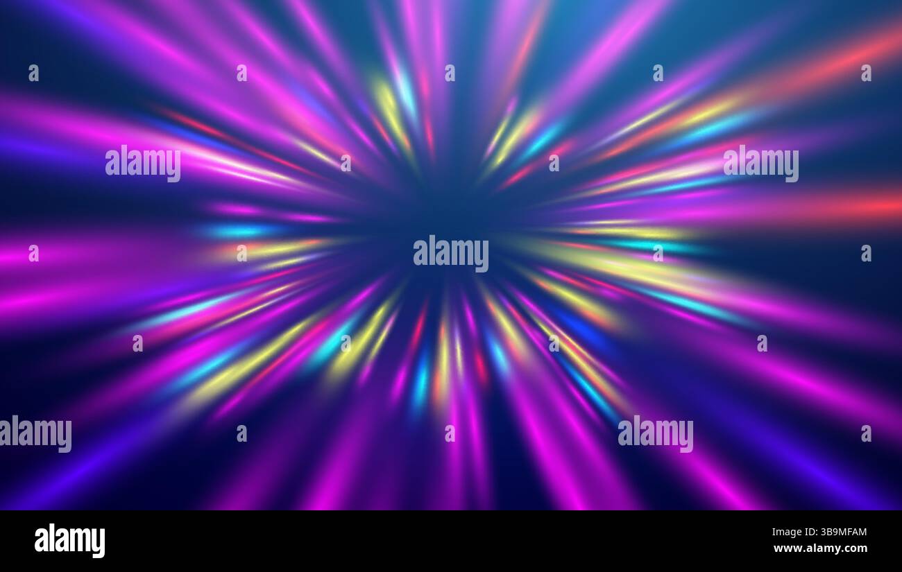 Warp tunnel speed of light technology background. Neon light futuristic ...