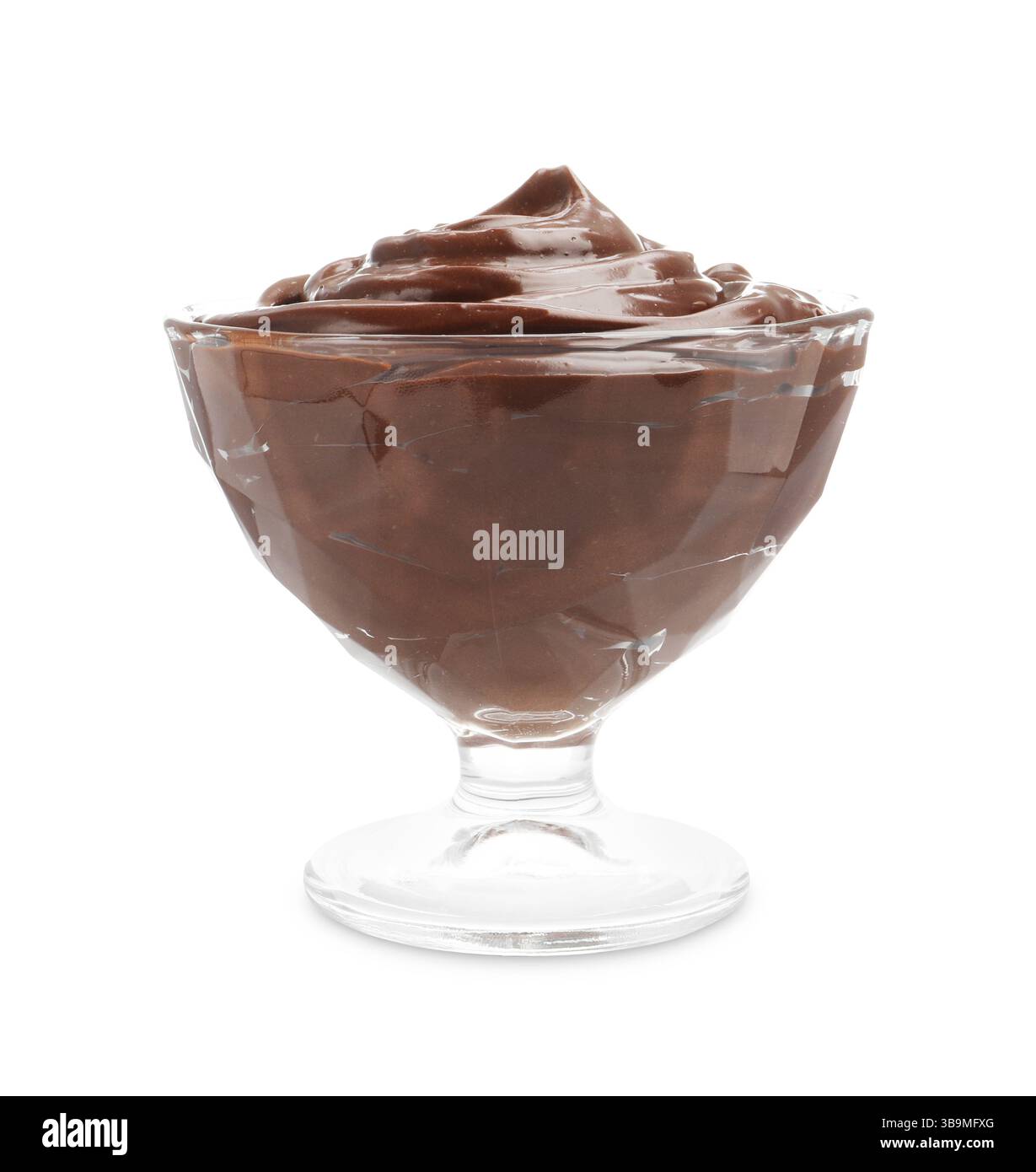 Delicious chocolate pudding in dessert bowl isolated on white Stock ...