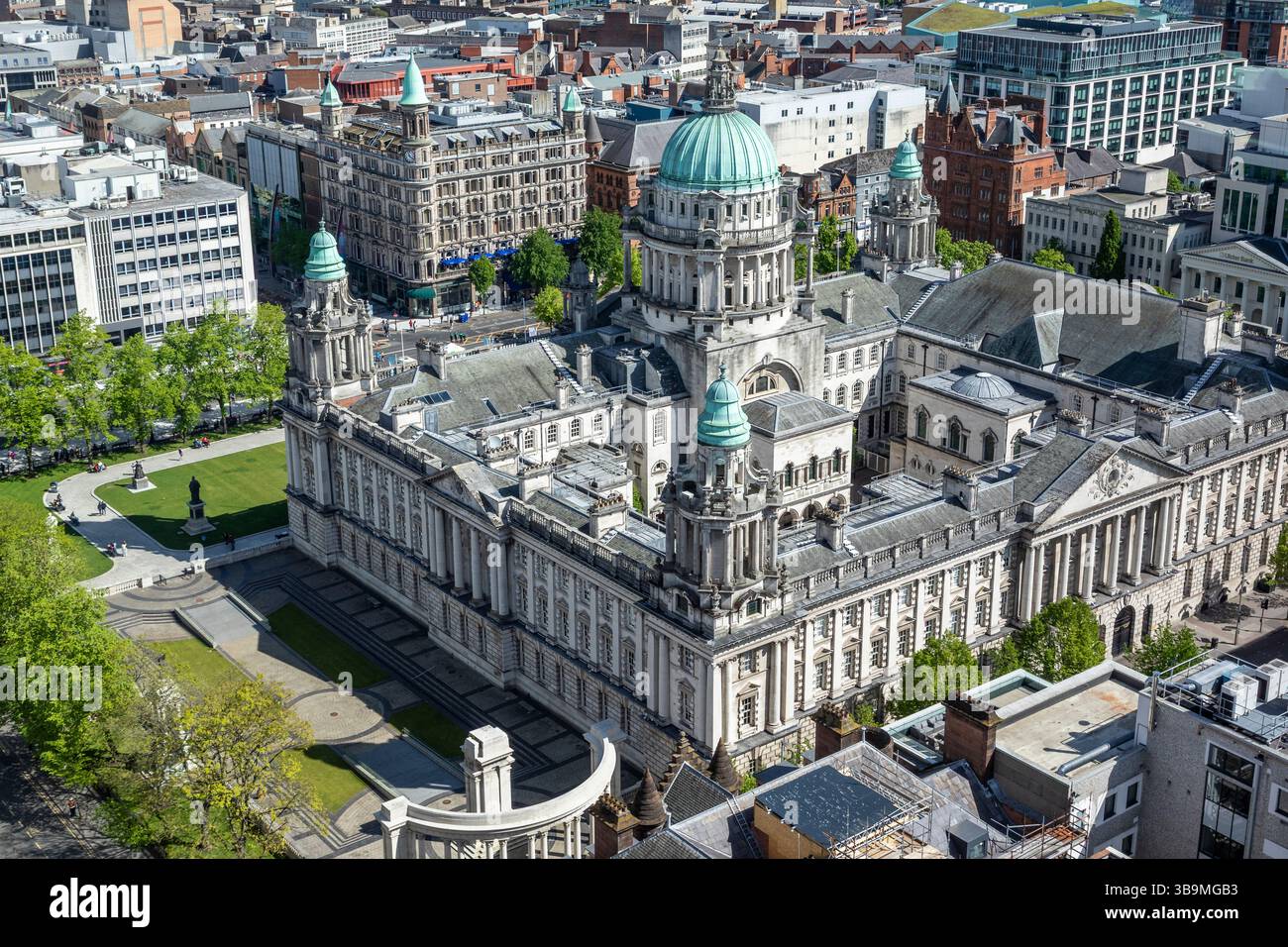 City hall, Belfast from the Grand Central Hotel Observatory bar Stock ...