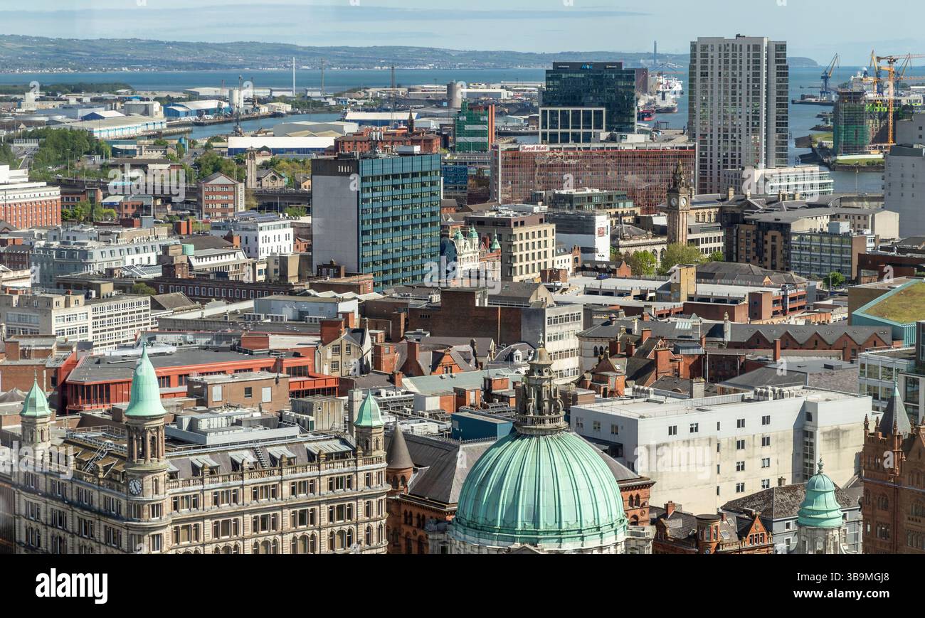 The Belfast skyline toward the port from the 23rd floor of the Grand ...
