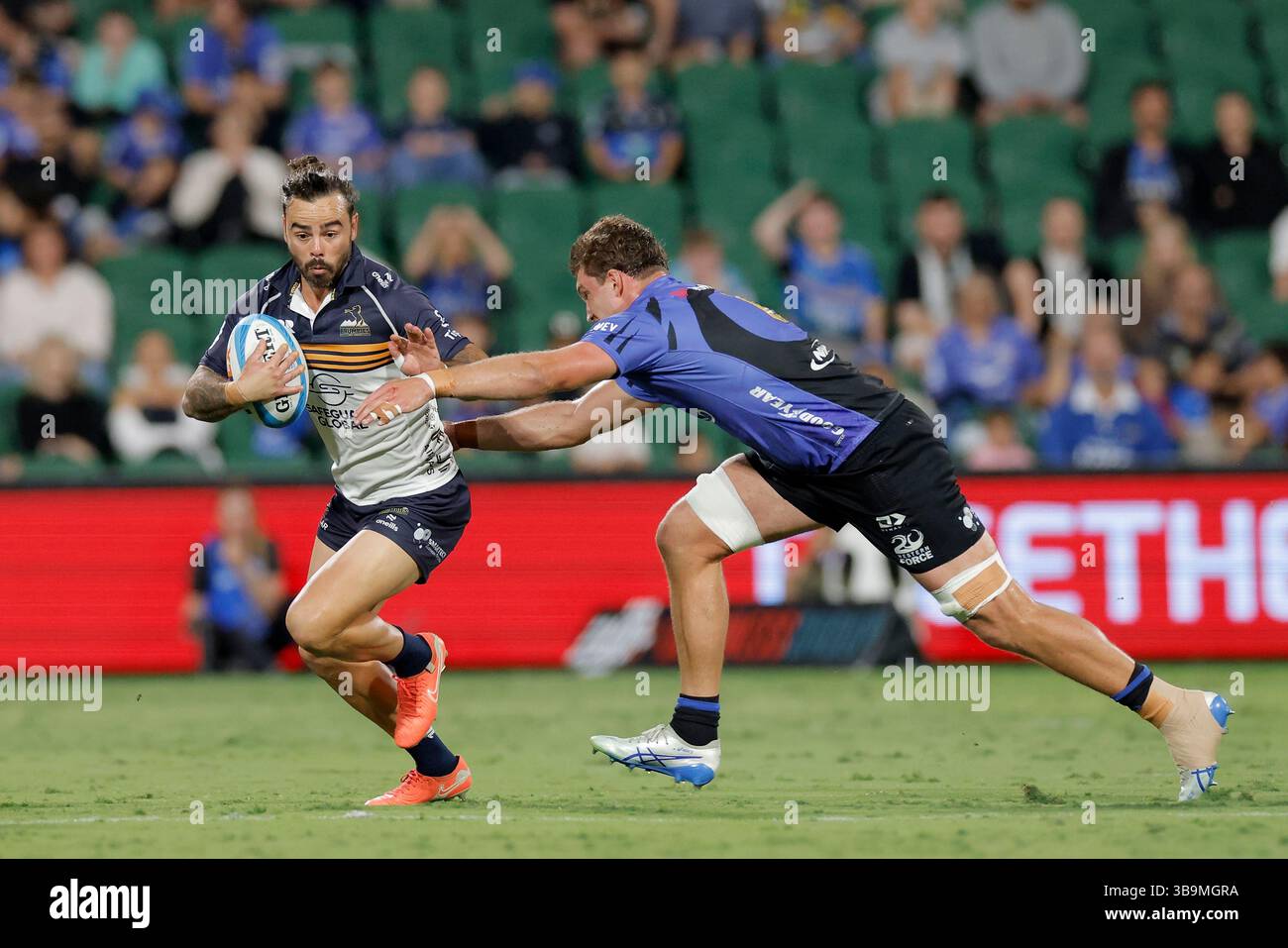 Perth, Australia. 10th May, 2025. Andy Muirhead of the Brumbies is ...