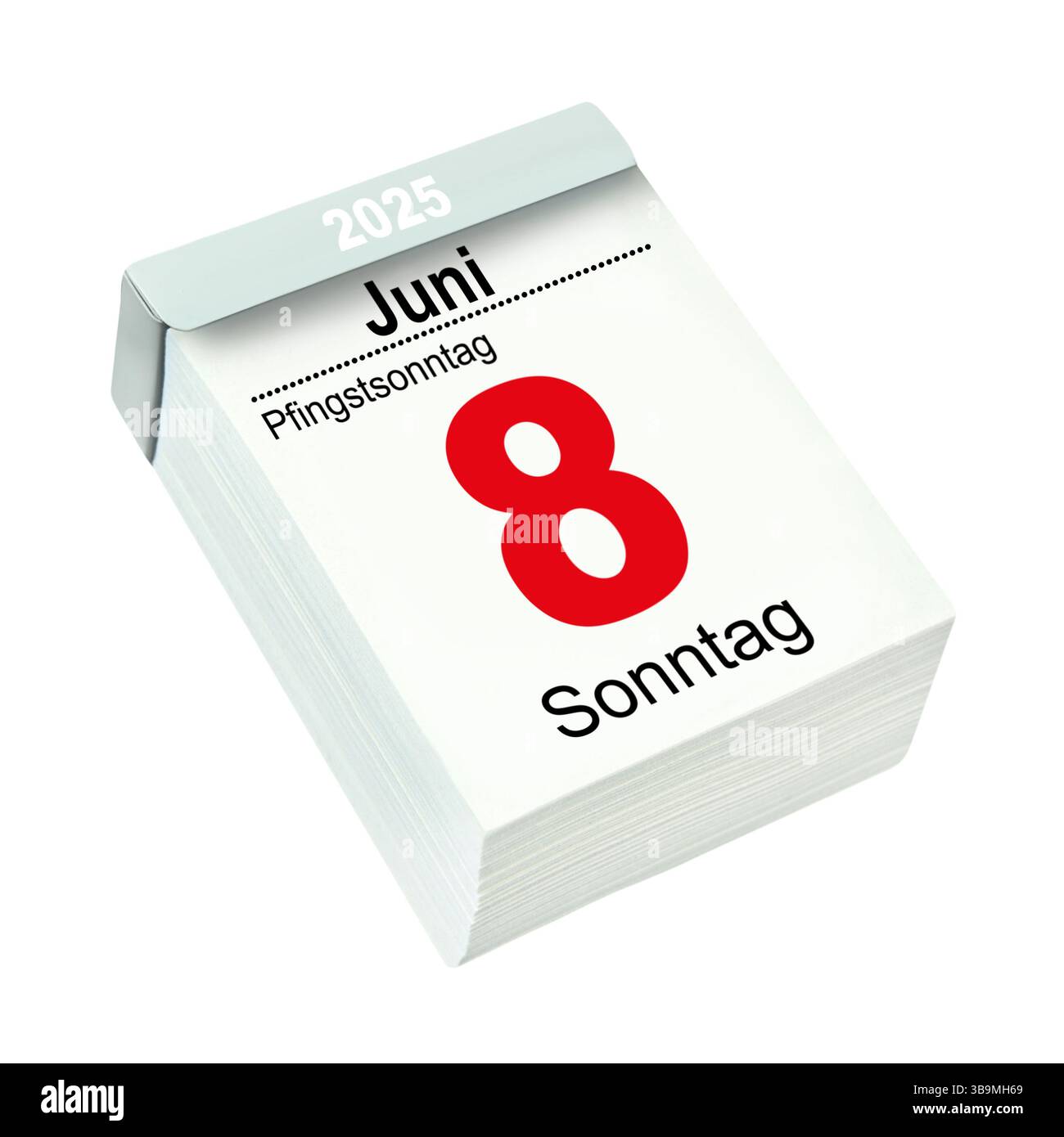 Kalender Pfingsten 8. Juni 2025 Pfingstsonntag Hintergrund weiss Stock ...