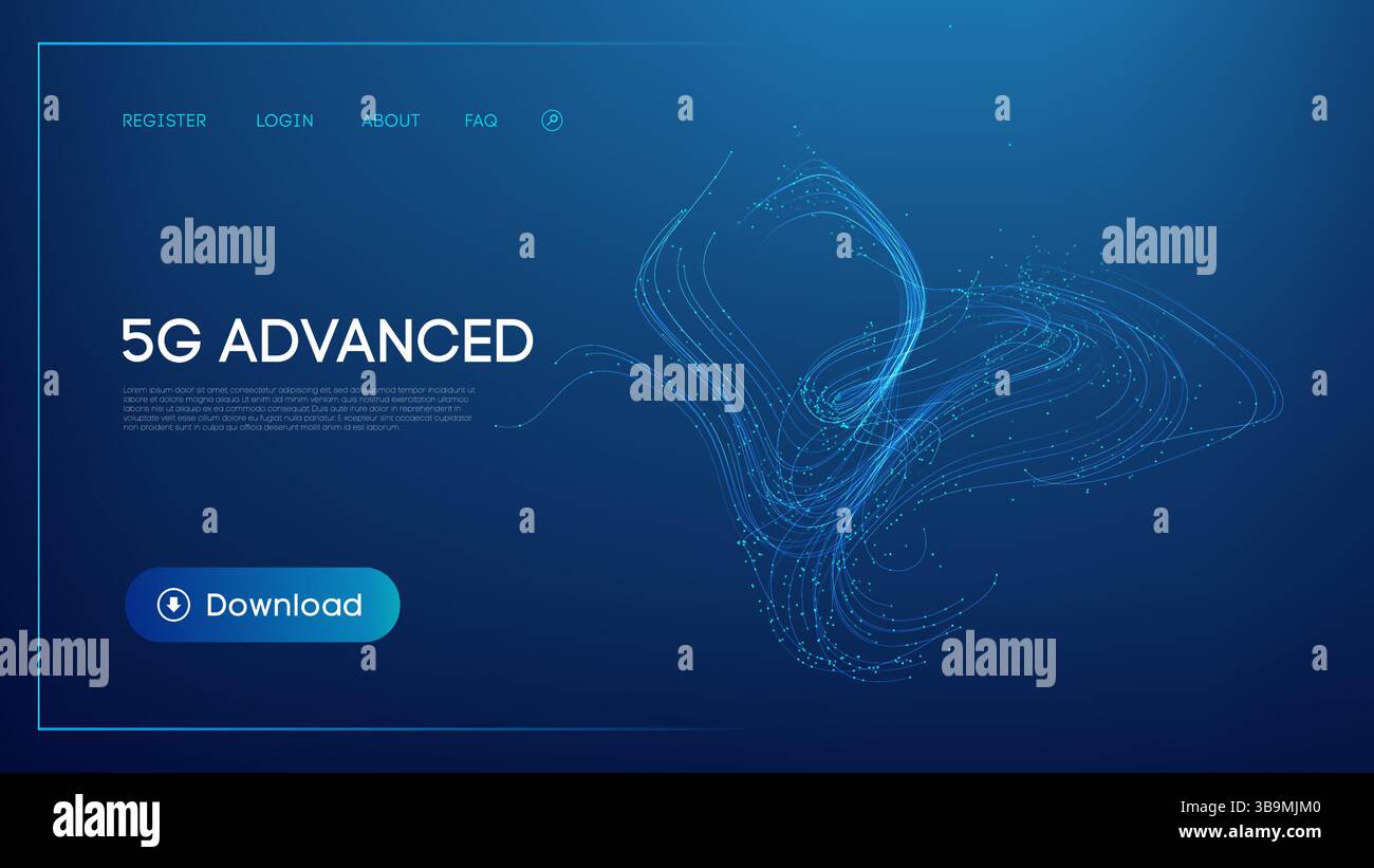 Abstract glowing blue lines with points representing 5G advanced ...