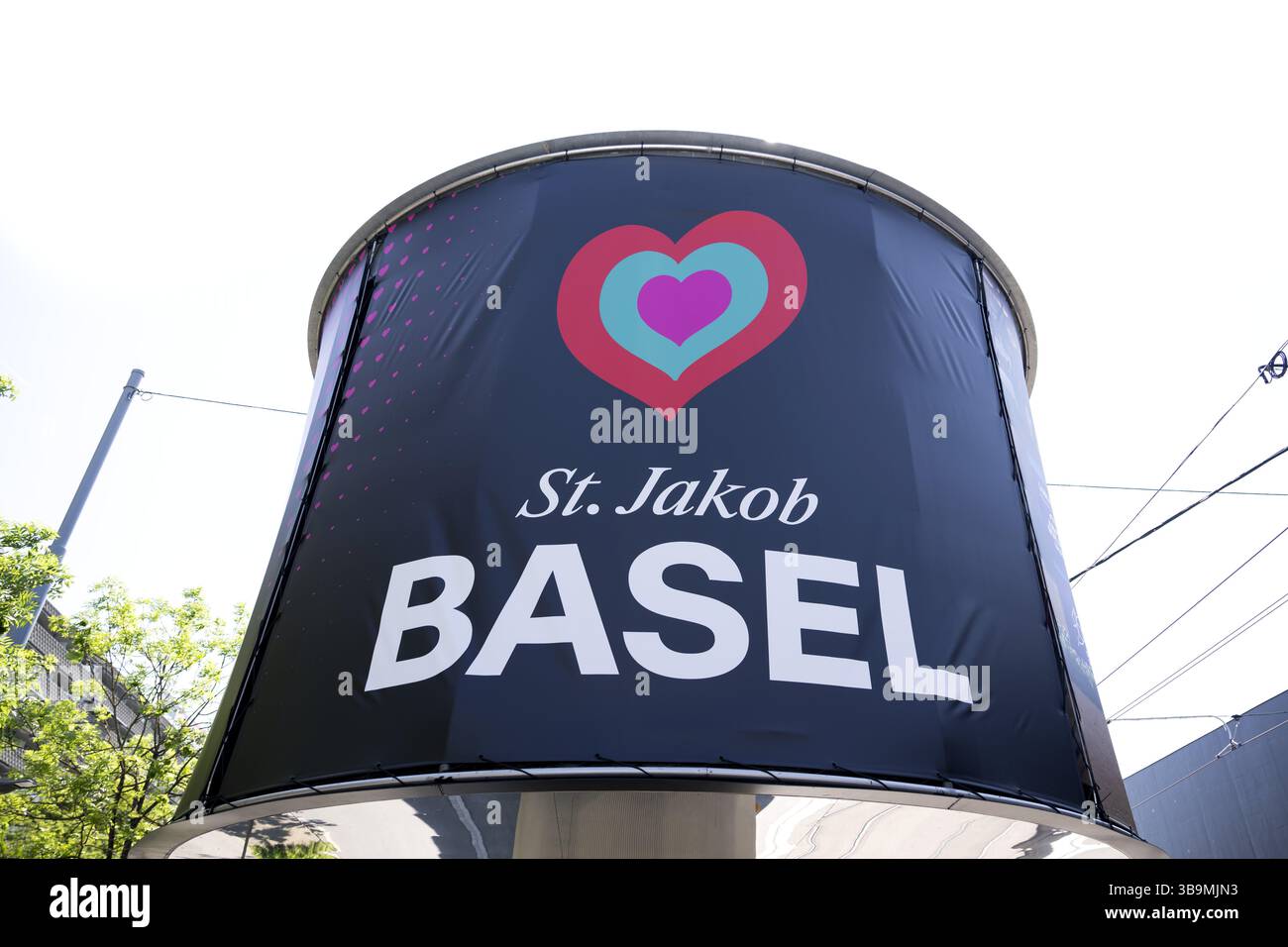 Basel, Switzerland. 10th May, 2025. BASEL - Exterior of the St. Jakobshalle, the event venue ...