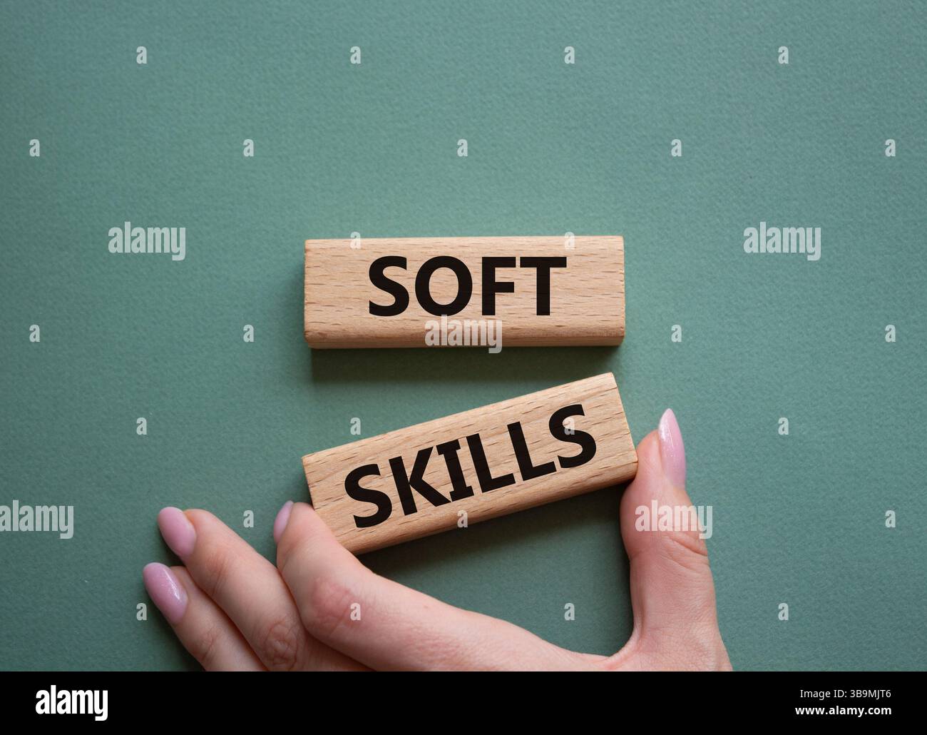 Soft skills symbol. Wooden blocks with words Soft skills. Beautiful ...