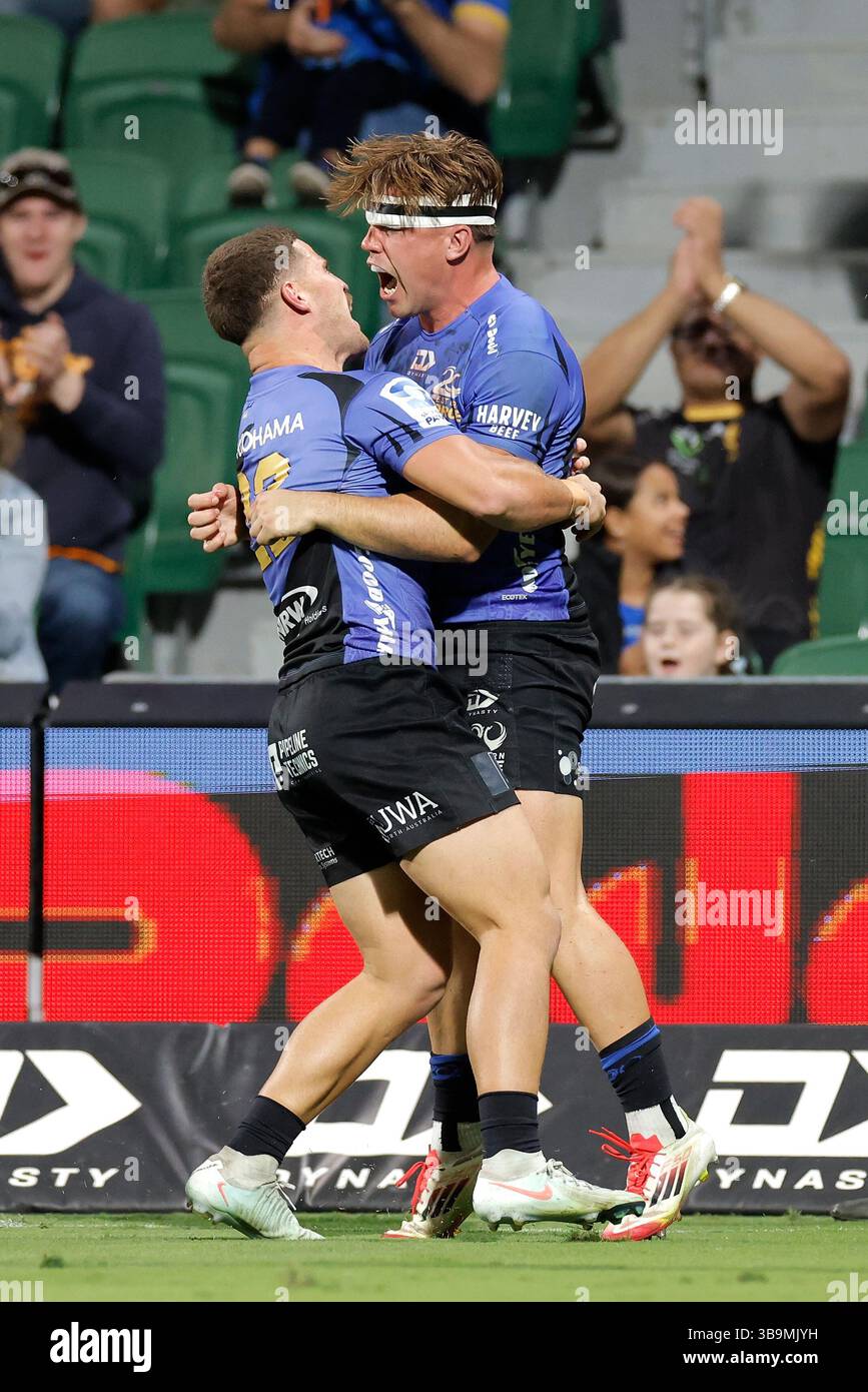 Perth, Australia. 10th May, 2025. Mac Grealy (right) of the Force ...