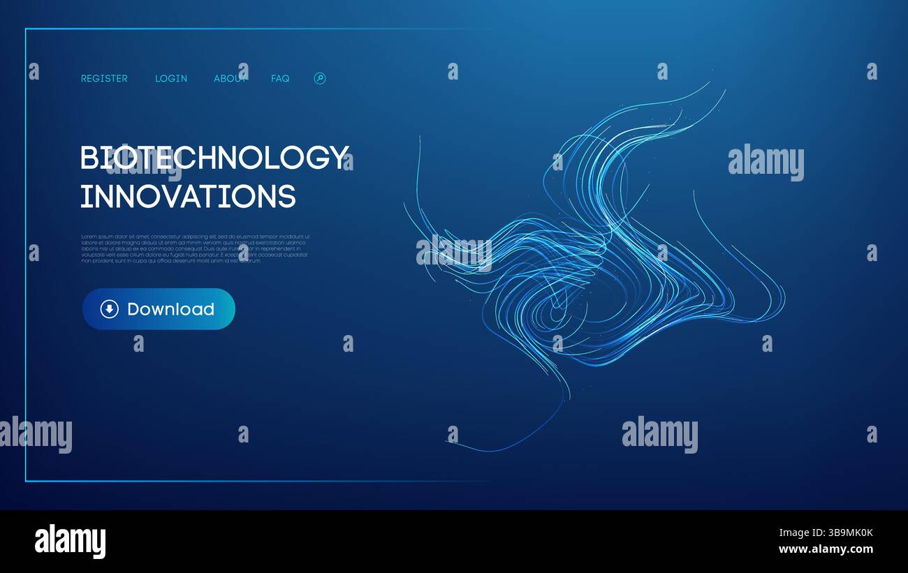 Biotechnology innovations abstract blue line digital background Stock ...