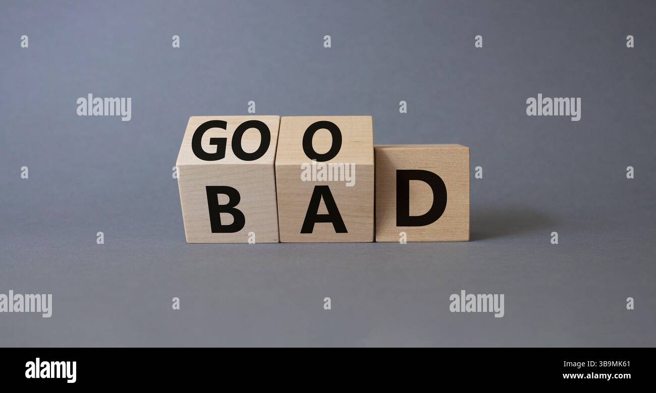 Good vs Bad symbol. Wooden cubes with words Bad and Good. Beautiful ...