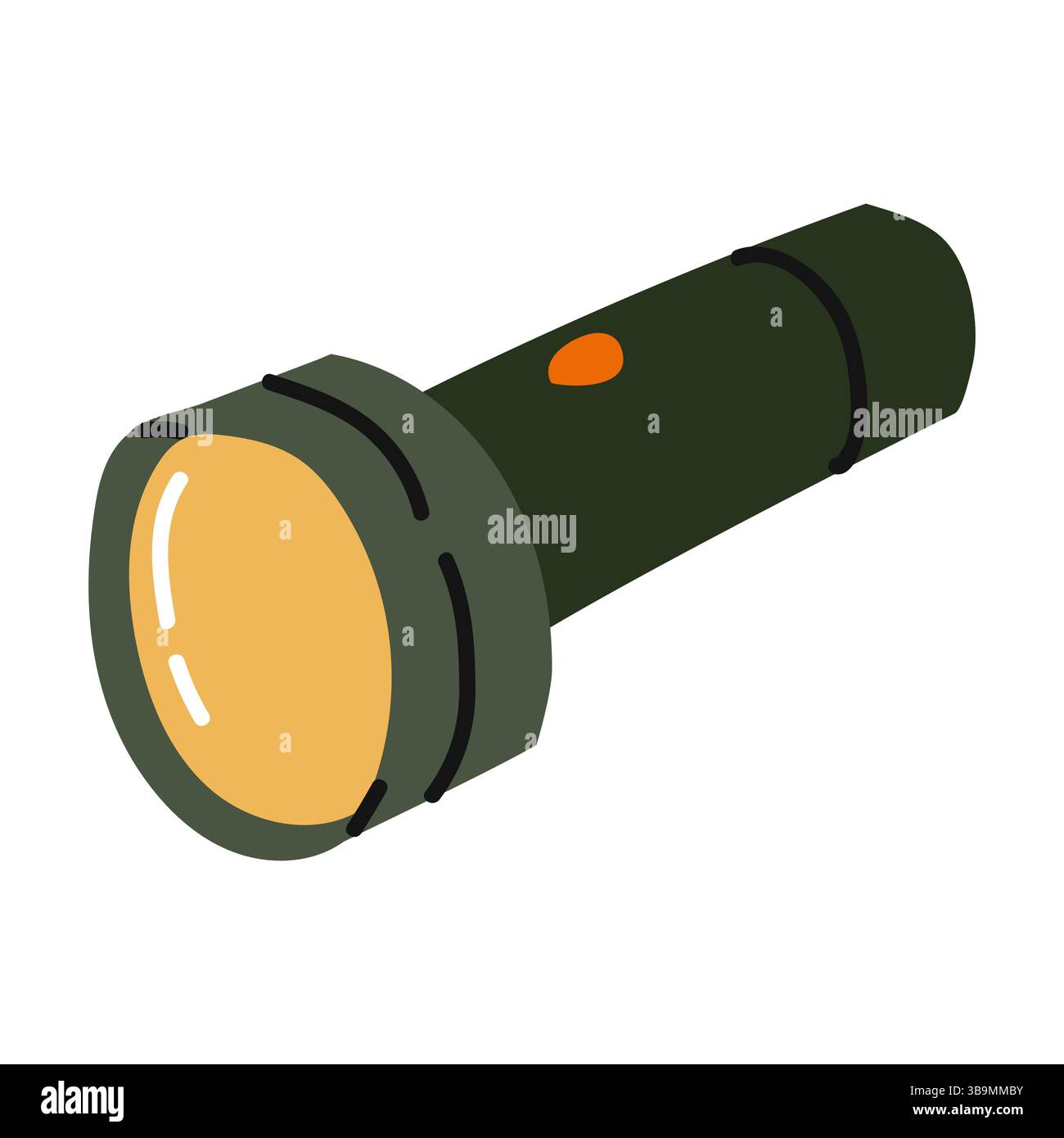 Flashlight illuminated during outdoor camping adventure at night in the ...
