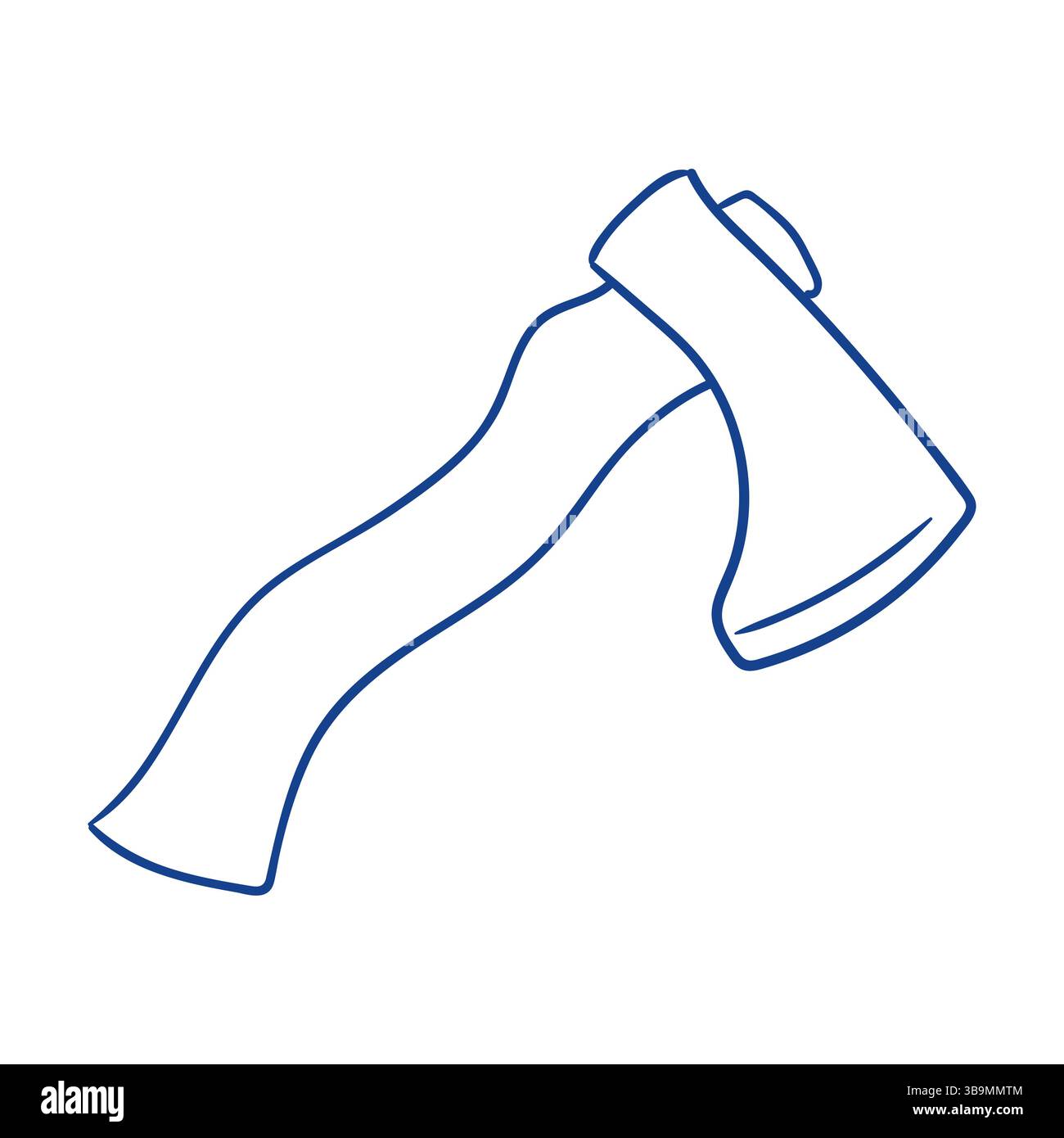 Detailed illustration of an axe with a wooden handle and a sharp blade ...