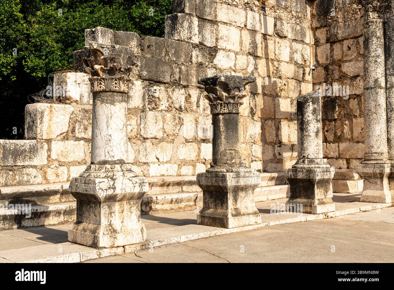 Ruins of an ancient synagogue on the shores of the Sea of Galilee at ...