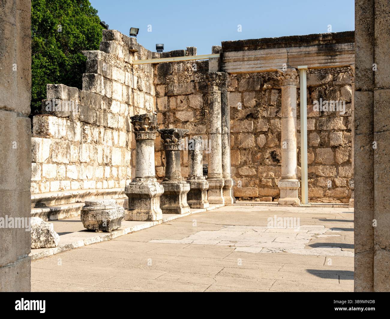 Ruins of an ancient synagogue on the shores of the Sea of Galilee at ...