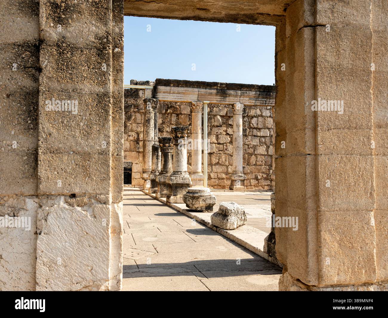 Ruins of an ancient synagogue on the shores of the Sea of Galilee at ...