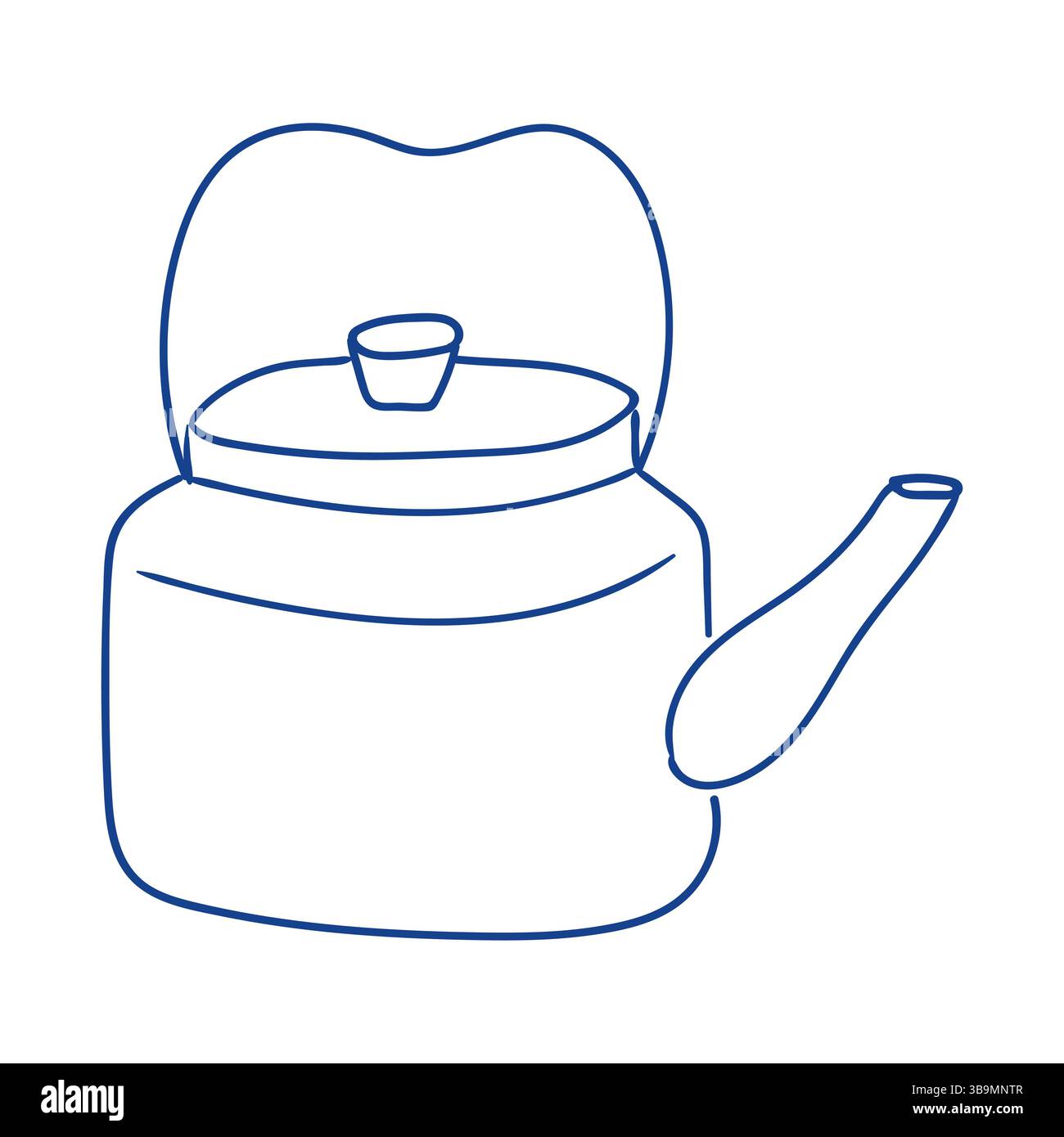 Classic kettle design illustrated with simple lines in a minimalist ...