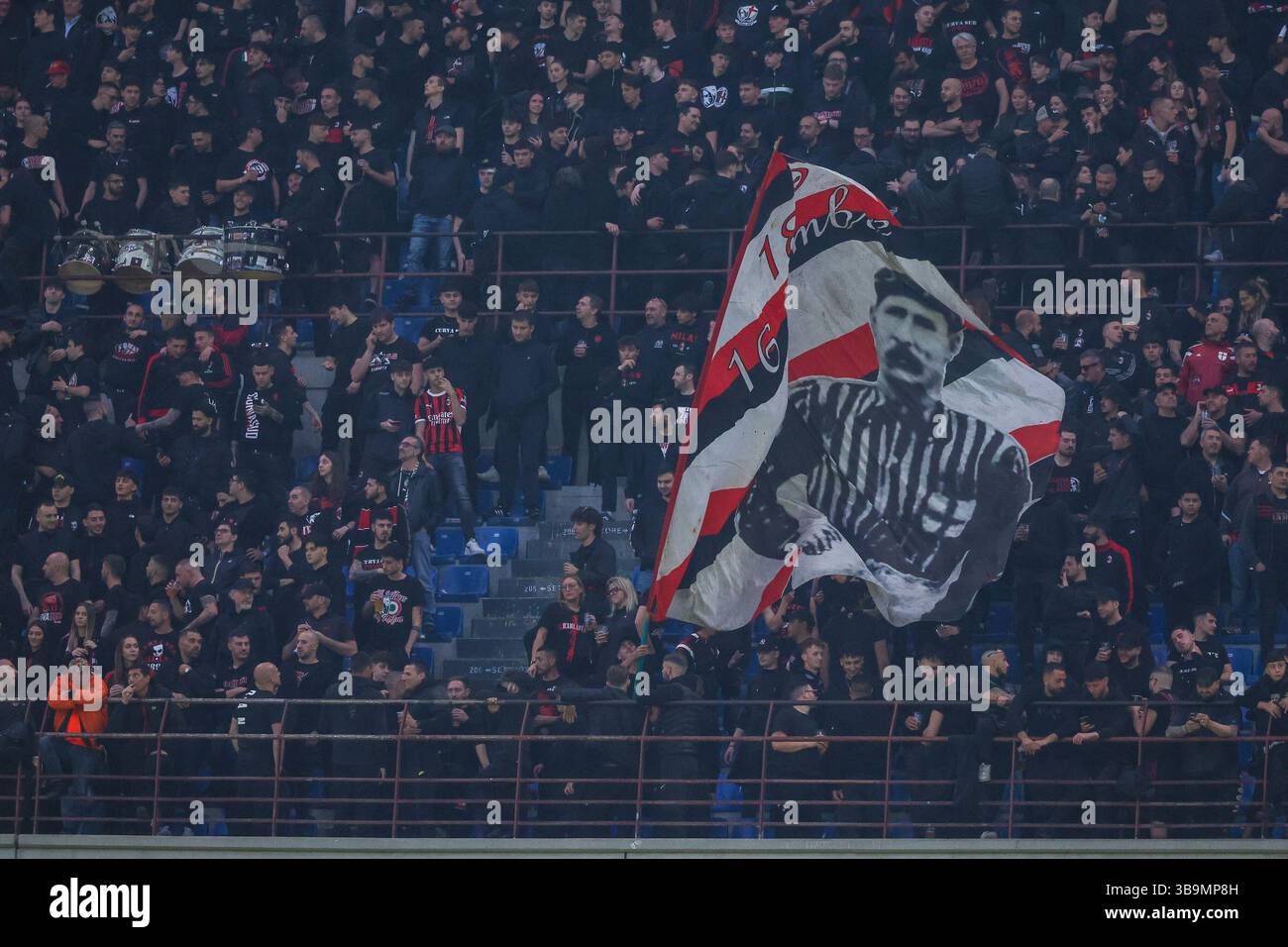 Milan, Italien. 09th May, 2025. AC Milan supporters seen during Serie A ...