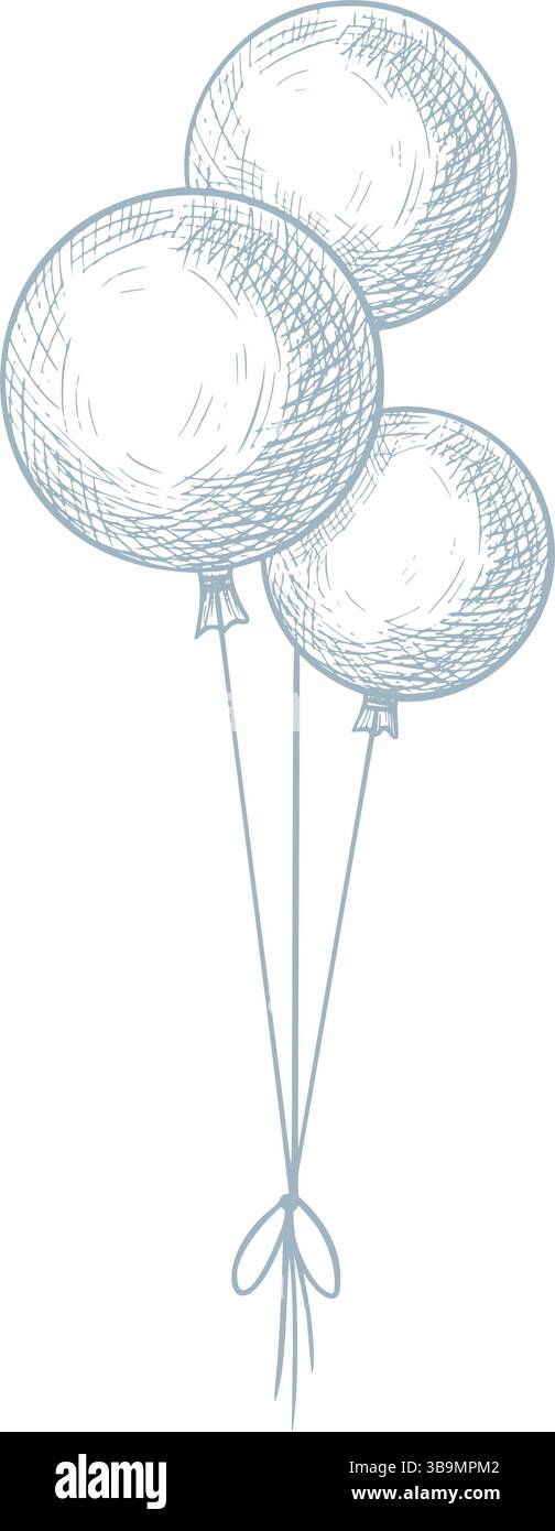 Vector illustration of a group of three helium Balloons tied together ...