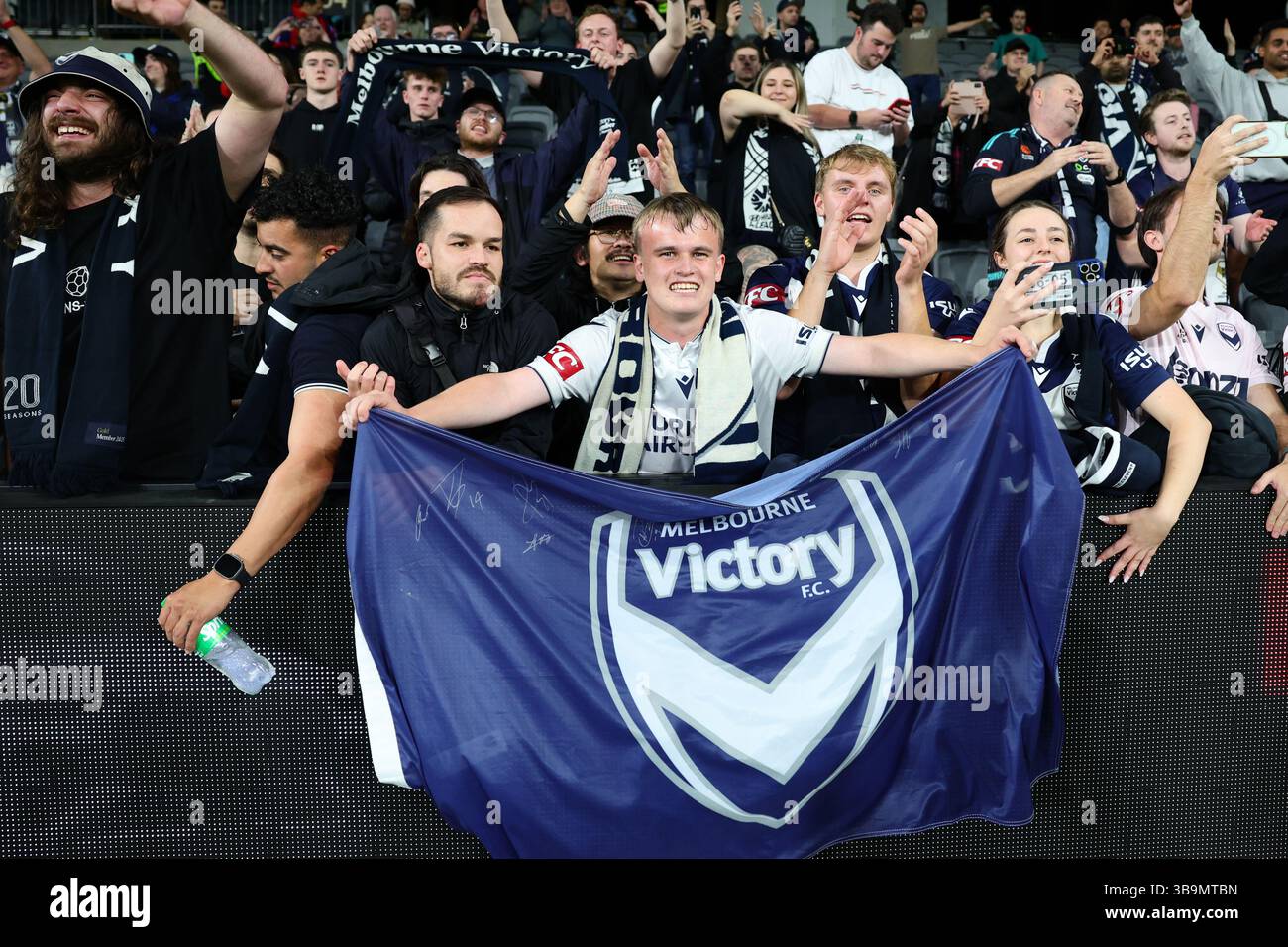 Sydney, Australia. 10th May, 2025. Melbourne Victory fans celebrate ...