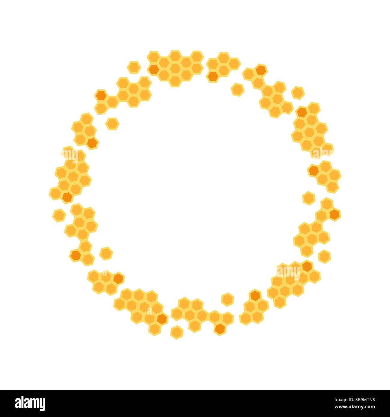 Honeycomb pattern forming a circular frame with vibrant yellow tones ...
