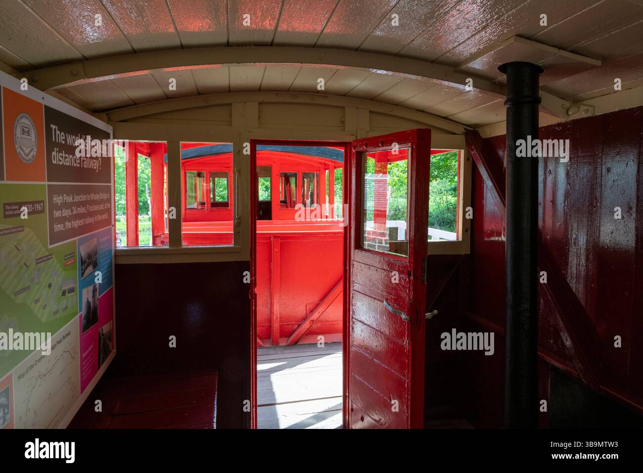 Old railway brake van beside the visitor centre at High Peak Junction ...