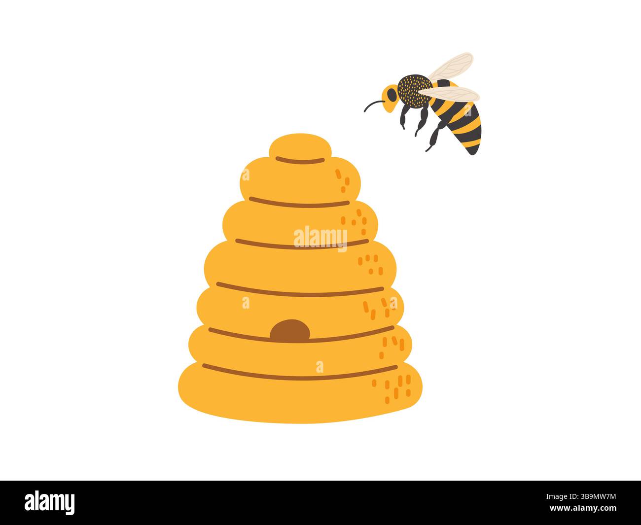 Busy bee hovering near a honeycomb structure in a bright setting Stock ...