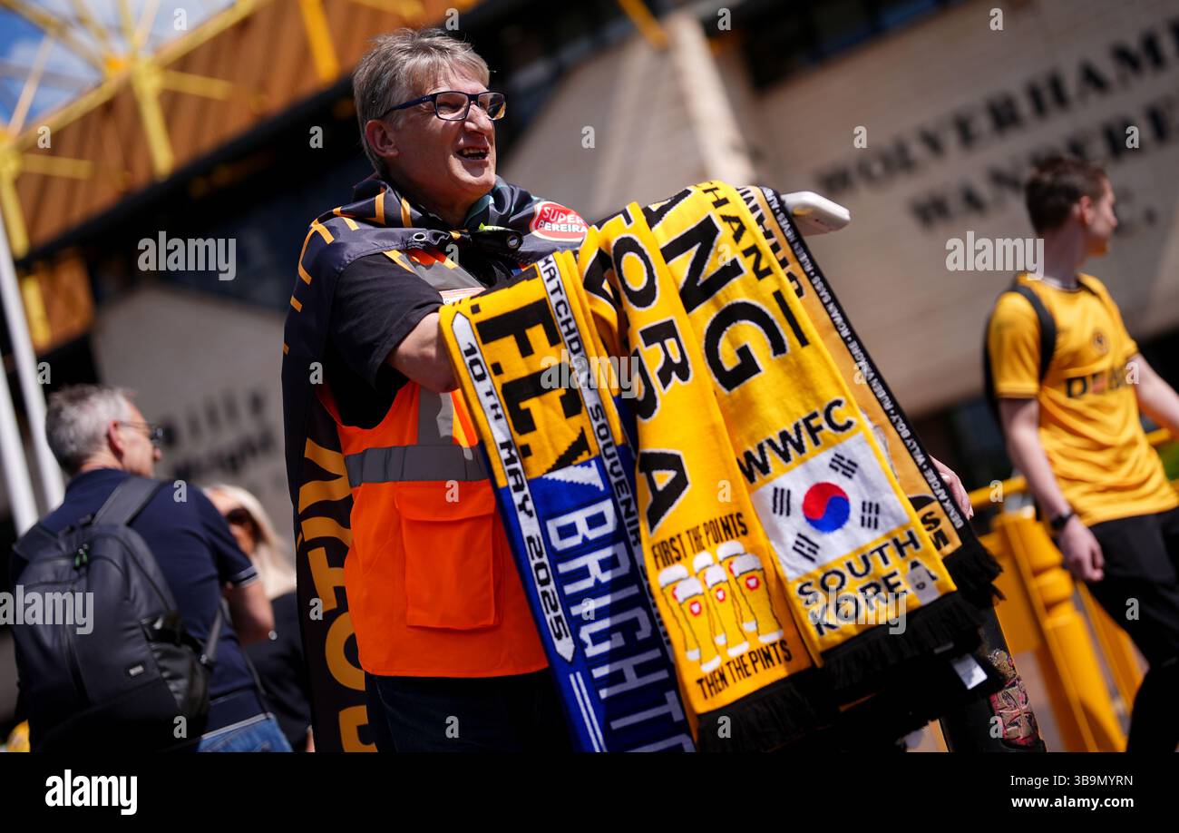 A scarf seller before the Premier League match between Wolverhampton ...